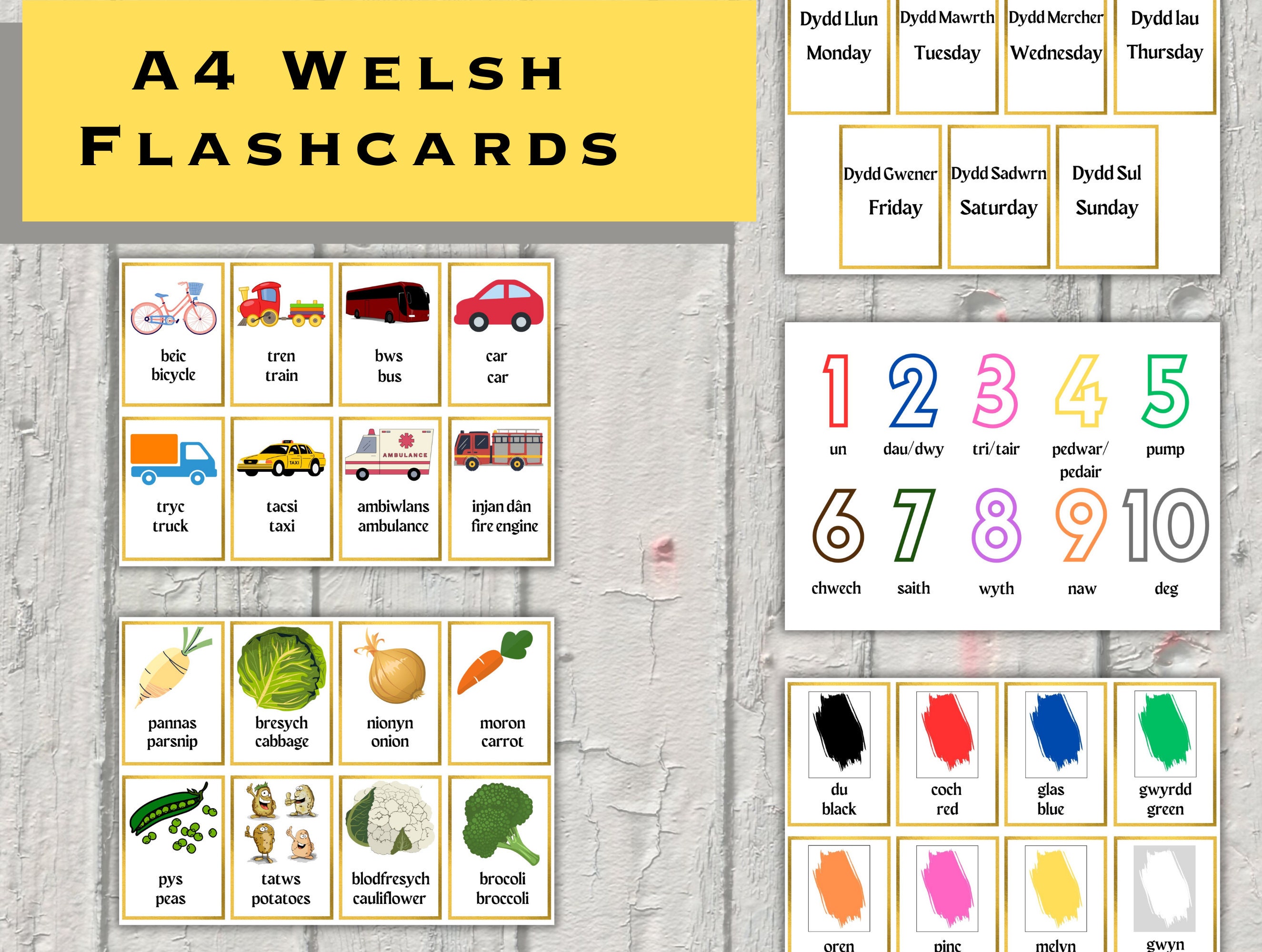 Printable PDF A4 Welsh Flashcards 10 Pages for Beginners, Kids & Adults ...