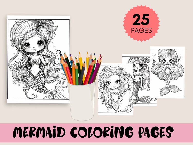 25 Chibi Mermaid Coloring Pages for Kids & Adults Kids Creative Hobby ...