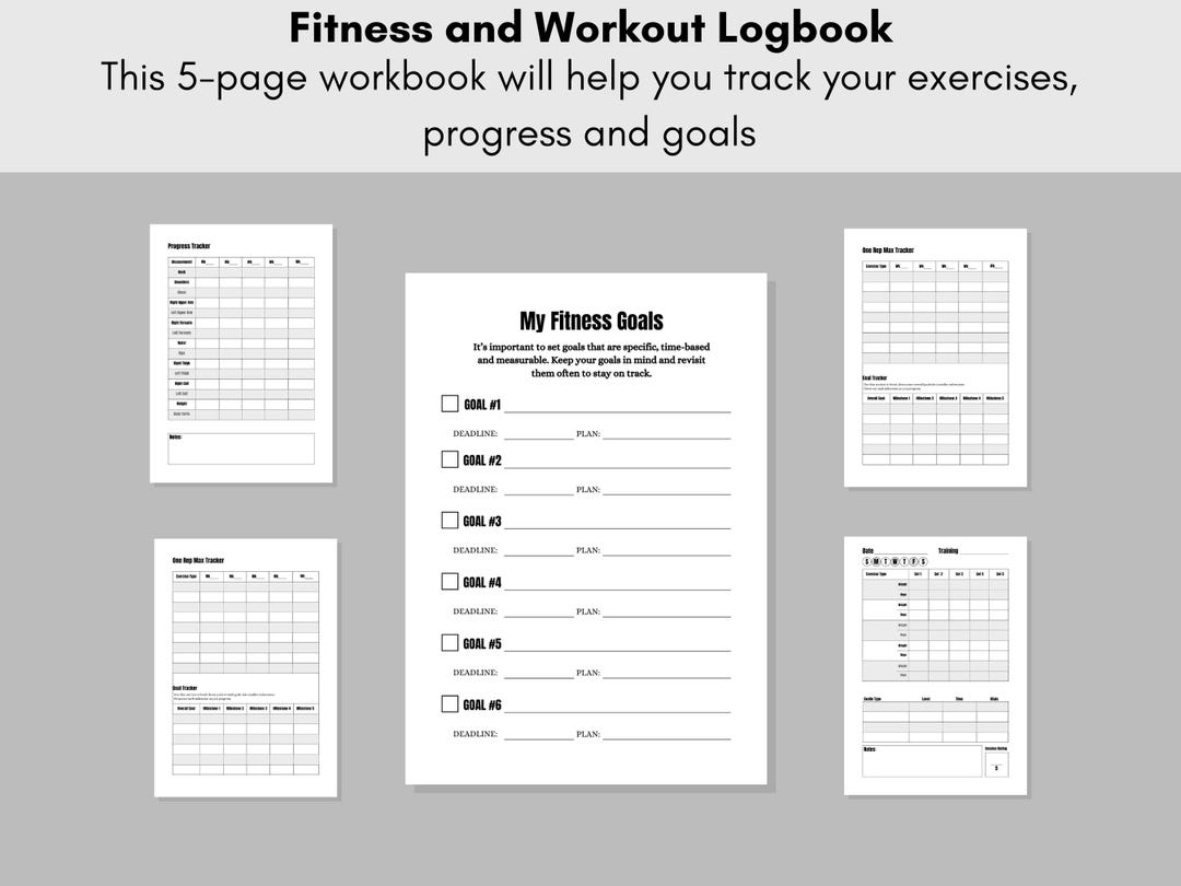 Fitness and Workout Logbook - Fitness Planner, Goals Tracker, Progress ...