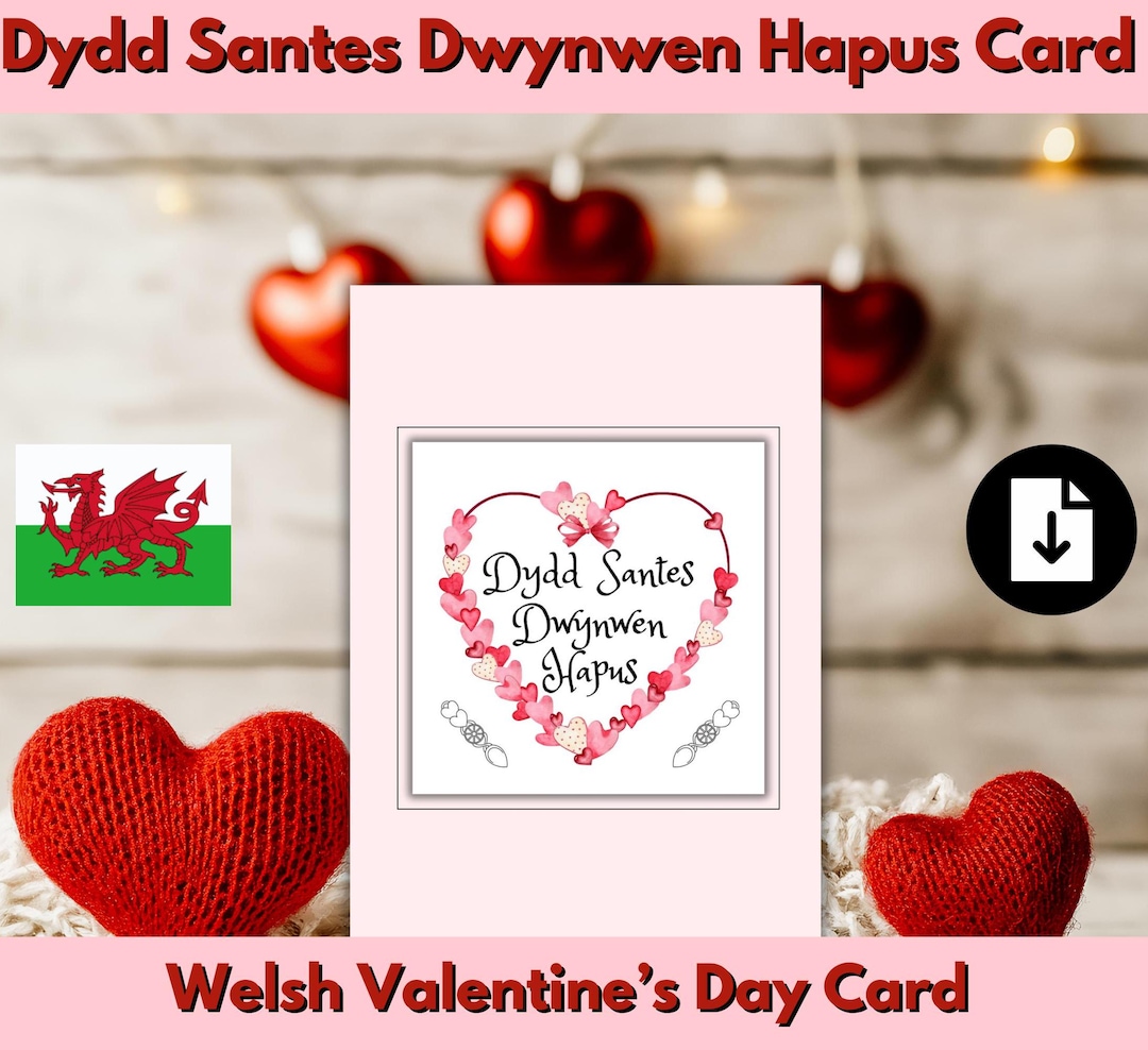 Printable Dydd Santes Dwynwen Hapus Card Welsh Valentine's Day Card ...