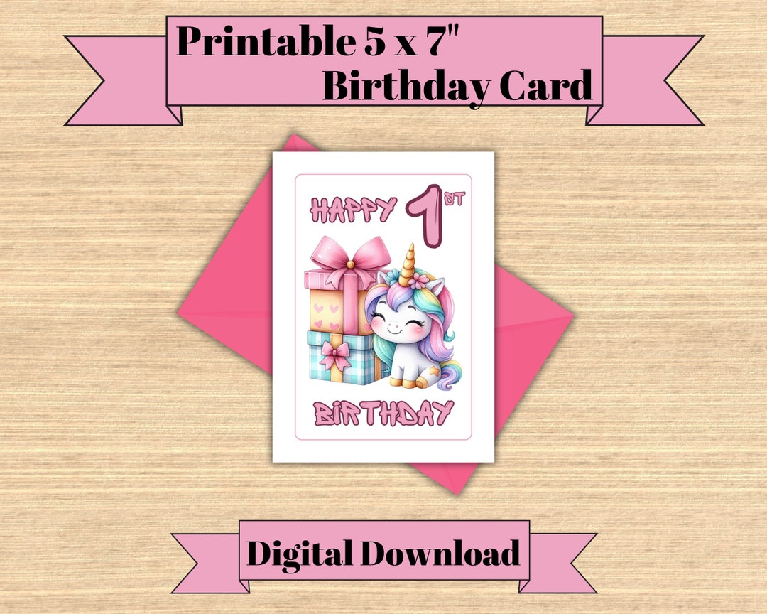 Printable Unicorn 1st Birthday Card | Instant Download | Printable ...