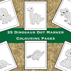 Dinosaur Dot Marker Coloring Pages: 25 Kids Activity Worksheets (PDF ...