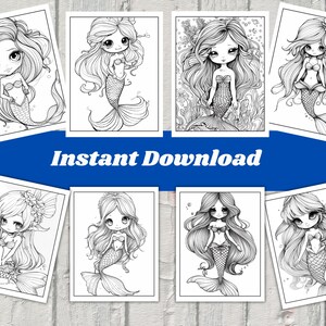 25 Chibi Mermaid Coloring Pages for Kids & Adults Fun Printable ...