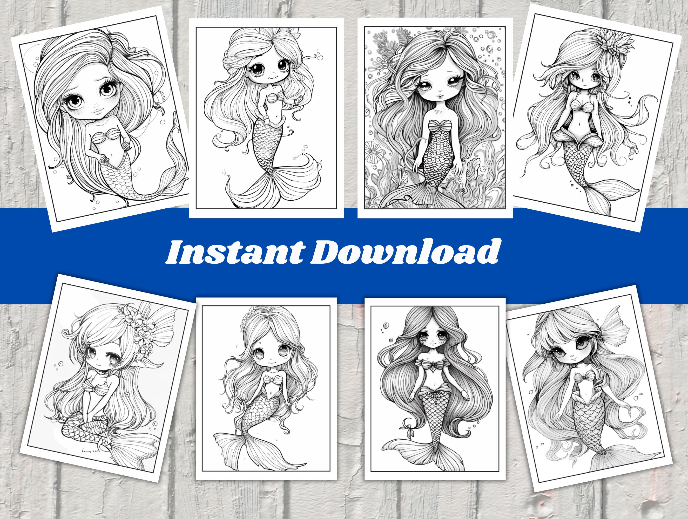 25 Chibi Mermaid Coloring Pages for Kids & Adults | Fun Printable ...