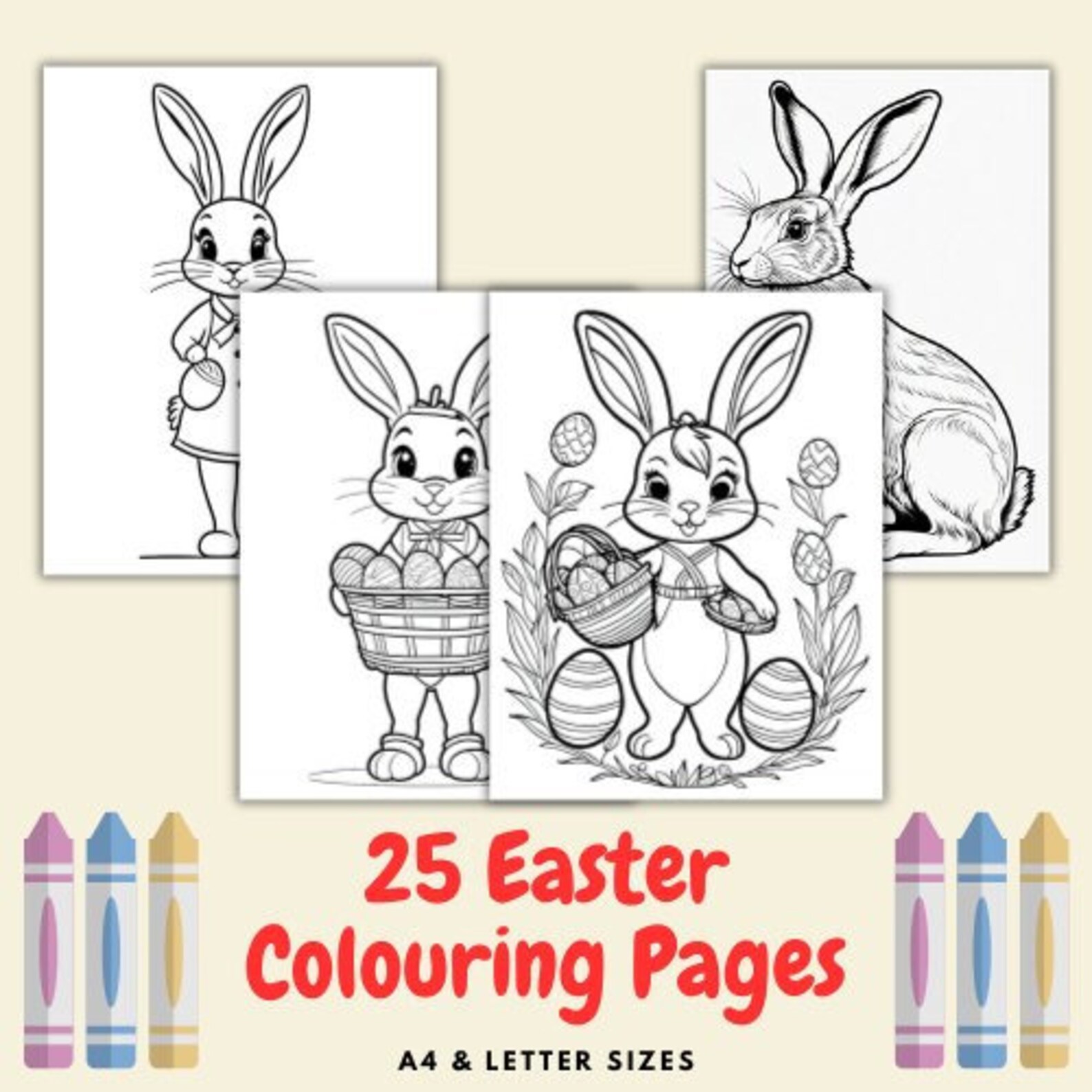 25 Easter Coloring Pages for Kids Printable Activities Bunny, Eggs, and ...