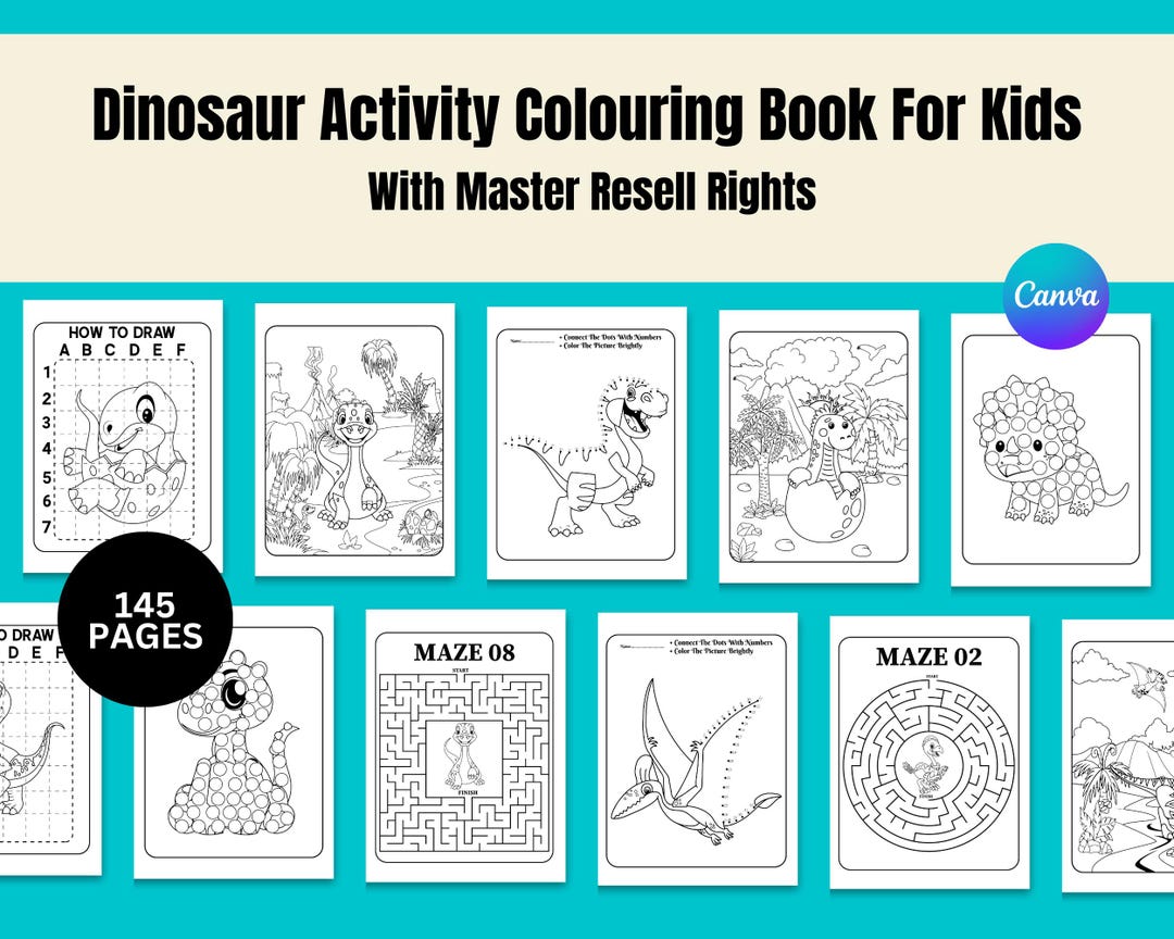 Dinosaur Activity Pack: Kids Printable Worksheets, Coloring, Mazes ...