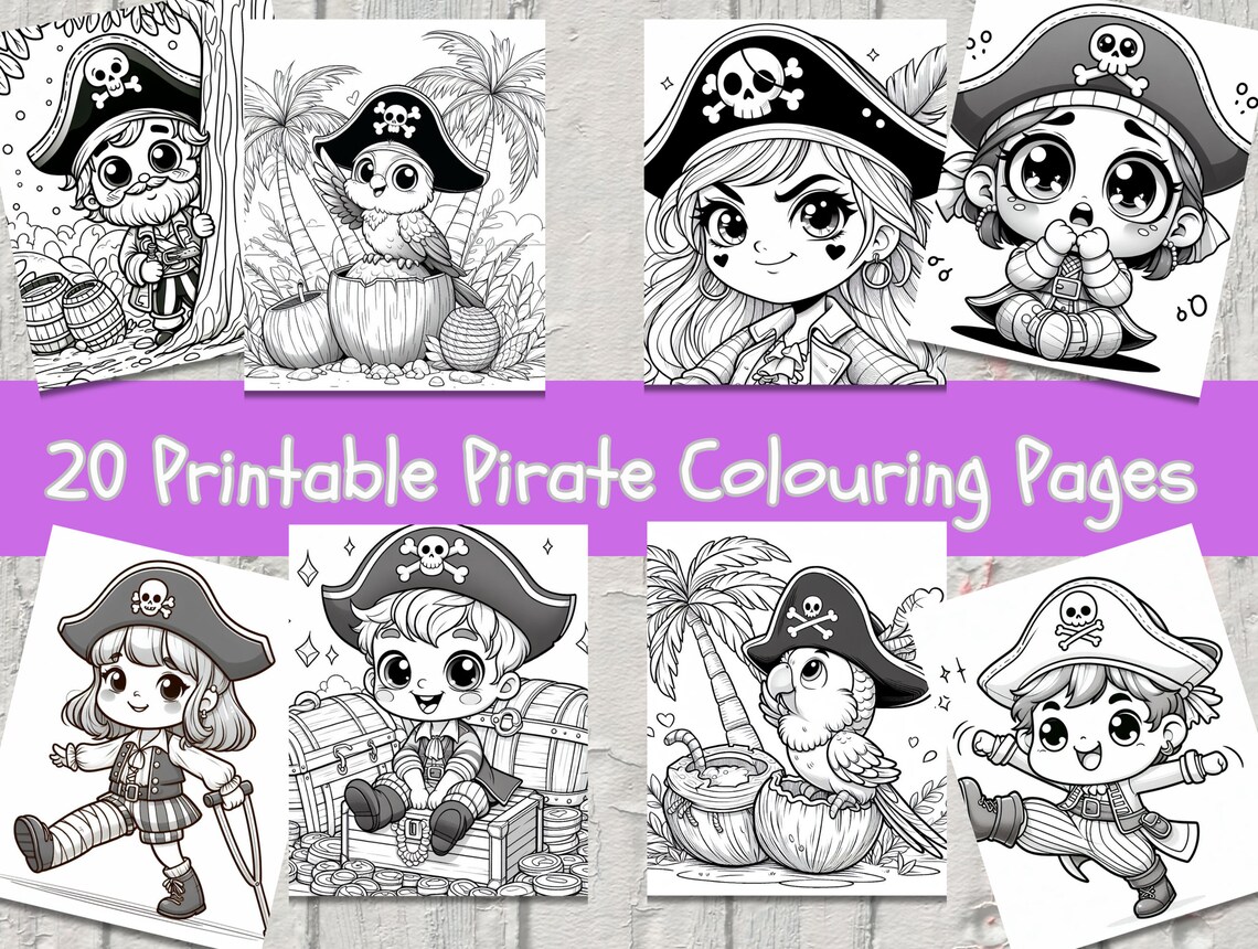 20 Pirate Coloring Pages A4 Printable Pirate Coloring Pages for Kids ...