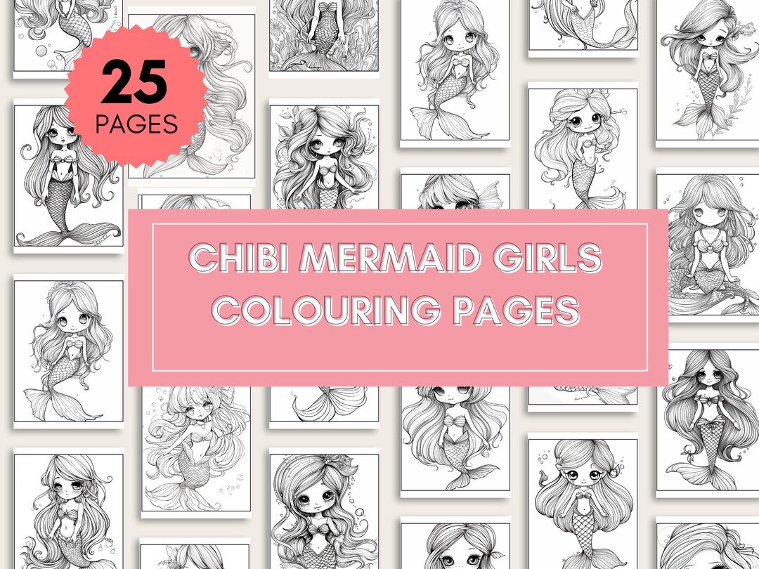25 Chibi Mermaid Coloring Pages for Kids & Adults Kids Creative Hobby ...
