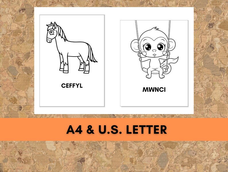 Welsh Colouring Flashcards Animals | Printable Digital Download | A4 ...