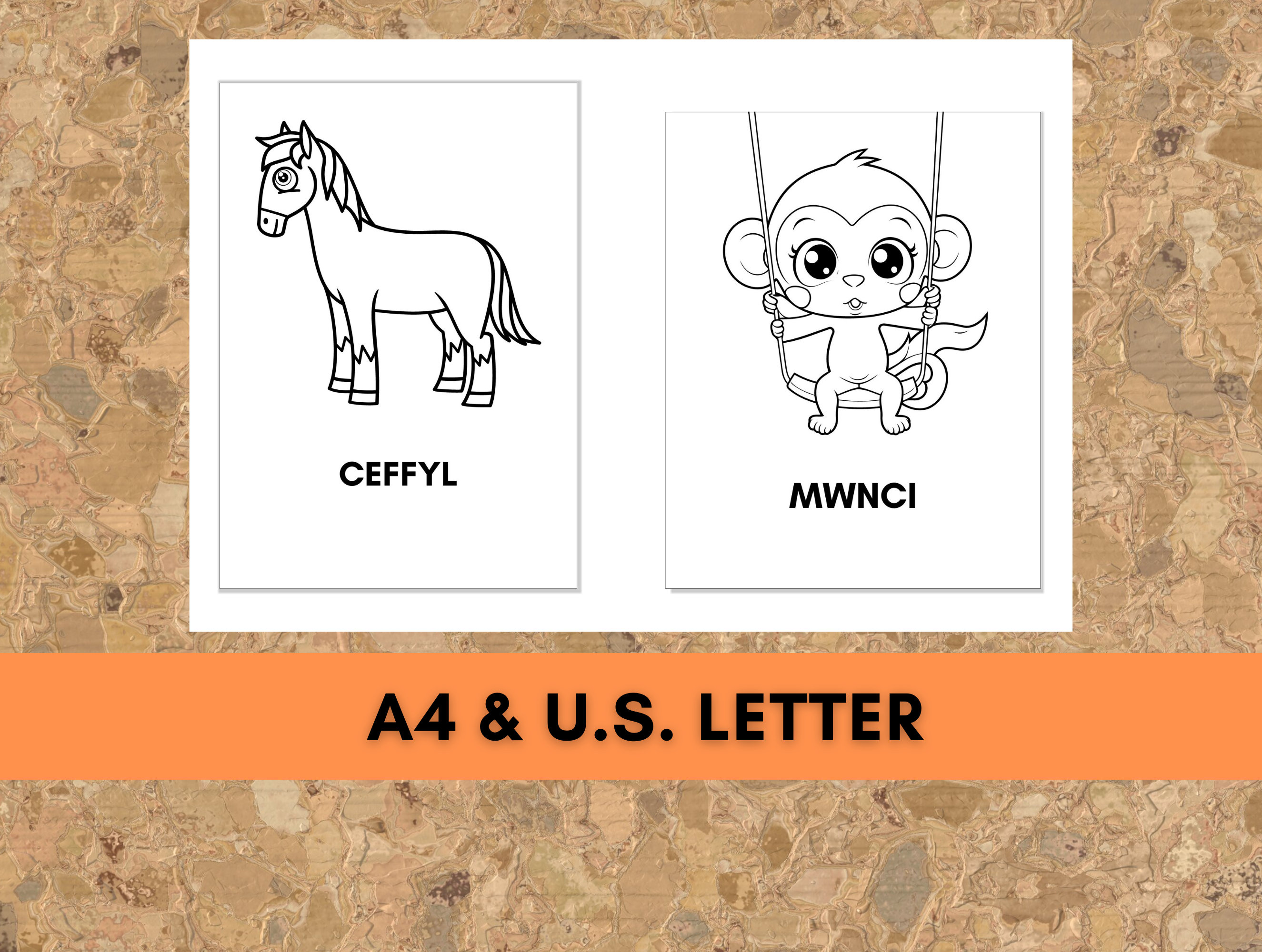 Welsh Colouring Flashcards Animals | Printable Digital Download | A4 ...