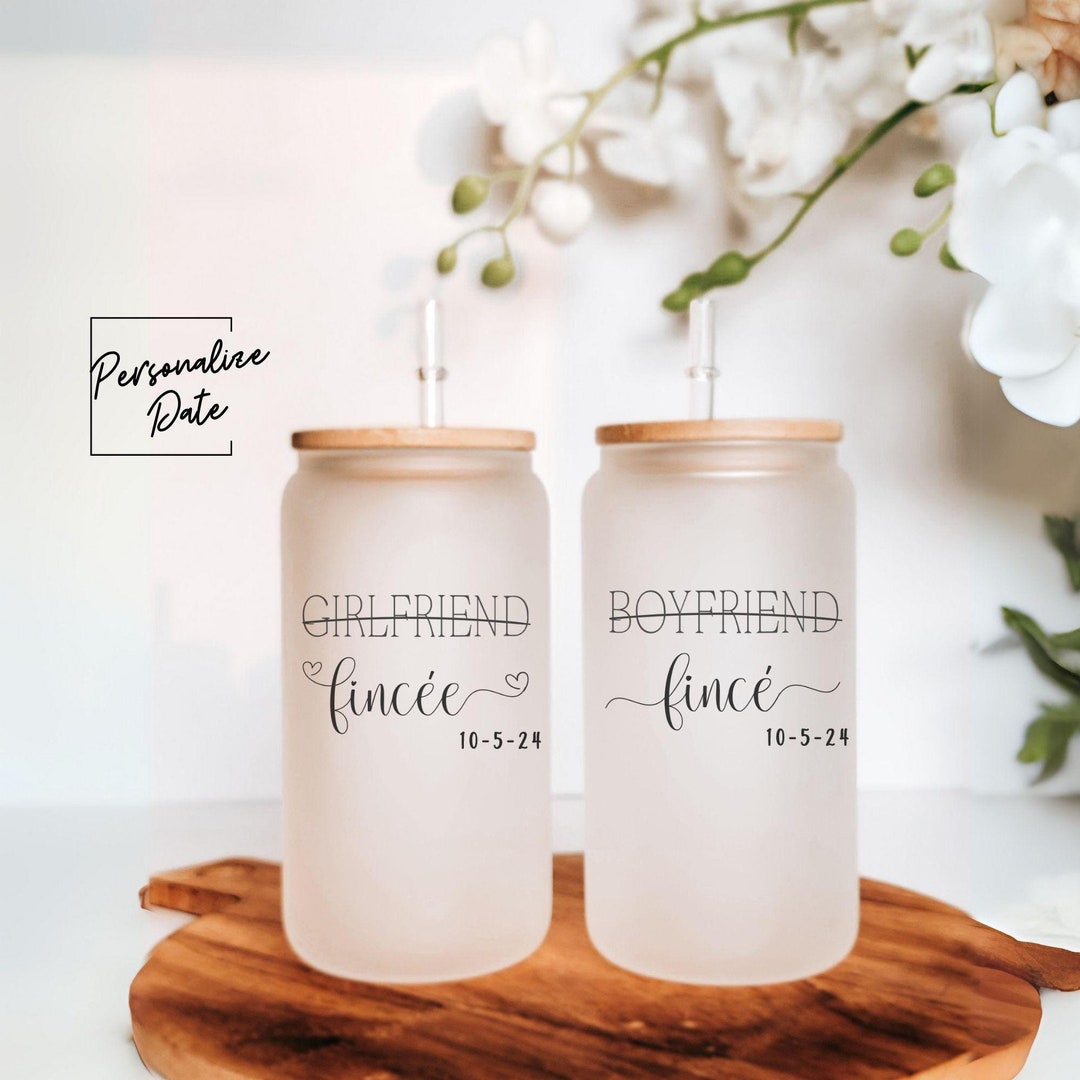 Engagement Glasses, Girlfriend Fiancée Glasses, Boyfriend Fiancé Beer ...