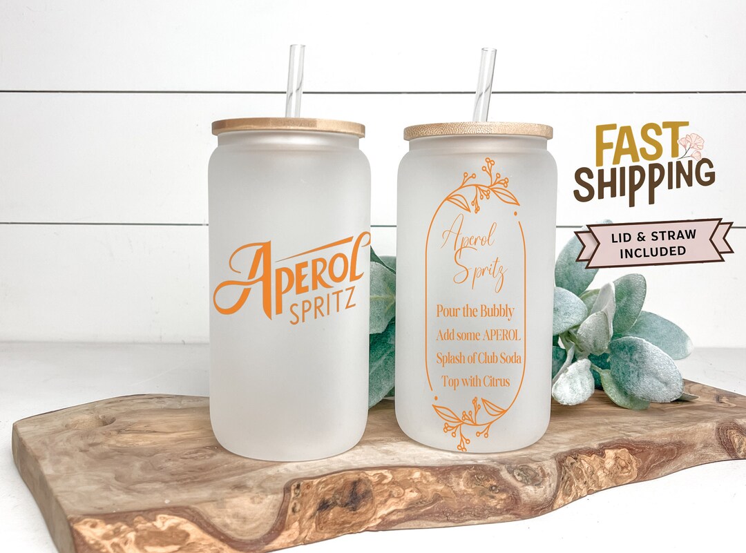 Aperol Spritz Frosted Cups, Summer Drink Glass Cup, Girls Night Tumbler ...