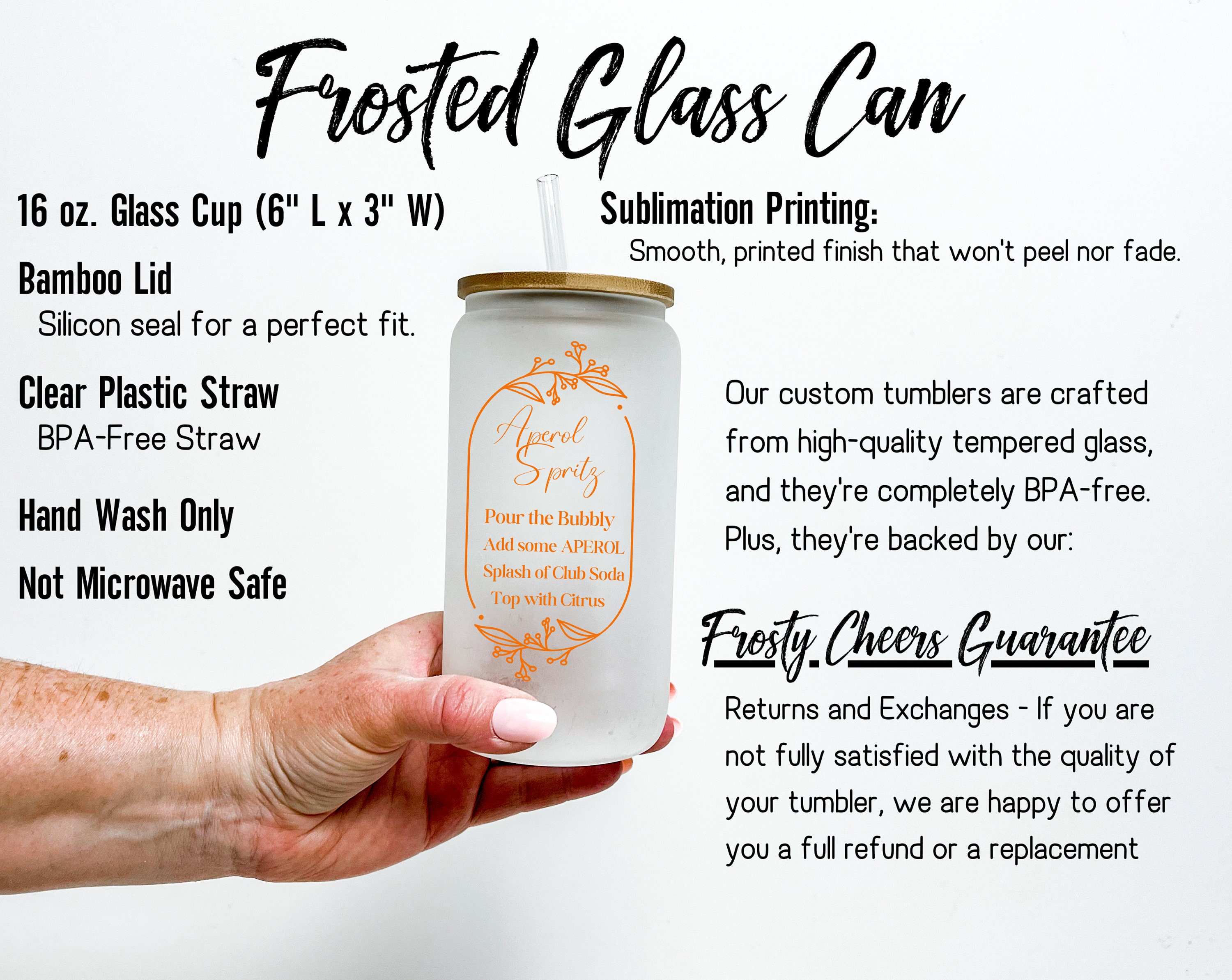 Aperol Spritz Frosted Cups, Summer Drink Glass Cup, Girls Night Tumbler ...