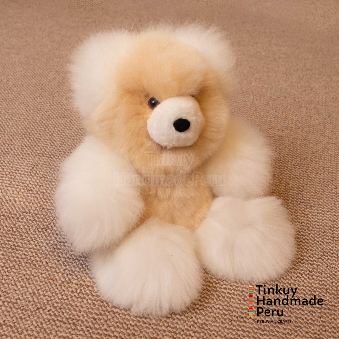 Alpaca Teddy Bear. Beige and White Teddy Bear. Extremely Soft Alpaca ...