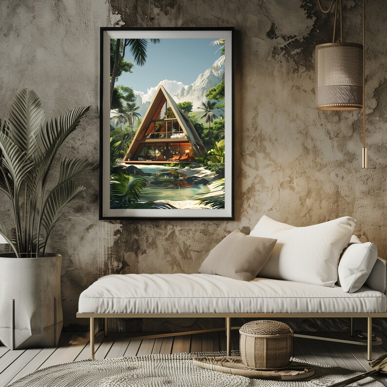 Mid Century Space Age Retro Futuristic A-frame Cabin 1, Instant ...