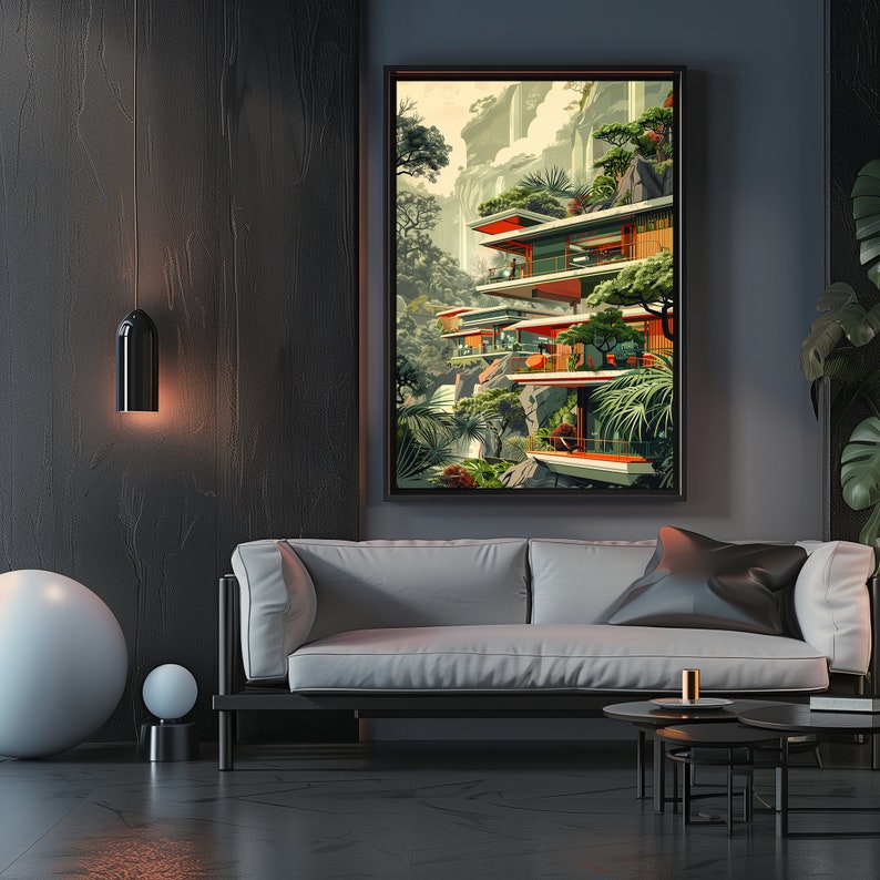 Mid Century Space Age Retro Futuristic Suburbs 8, Instant Download ...