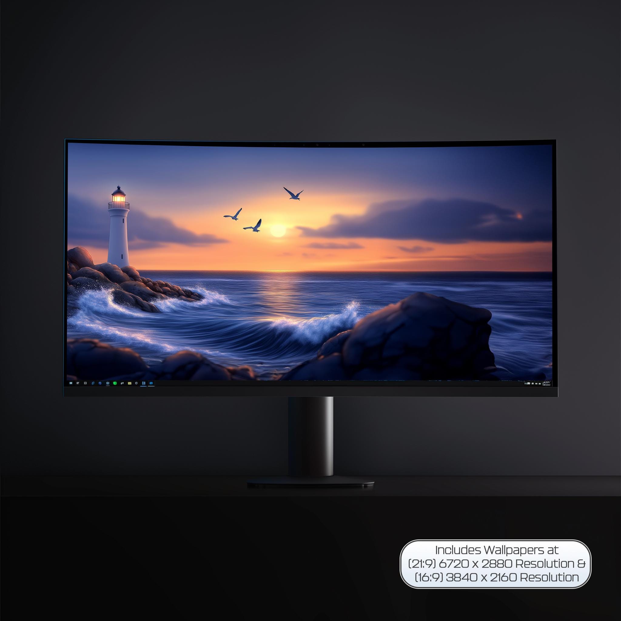 Minimalist Costal Wide & Ultrawide Wallpapers, Seascape Vector ...