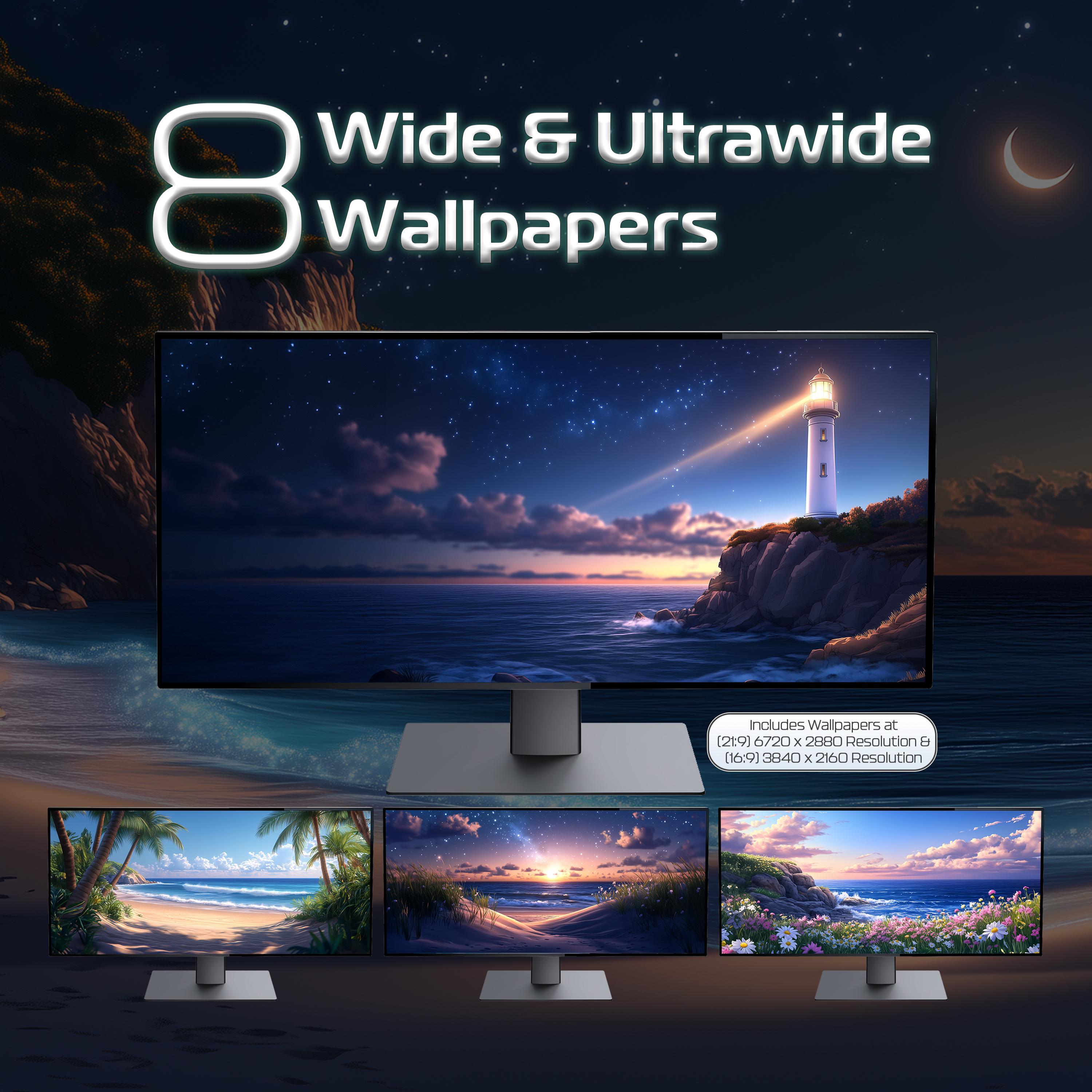 Minimalist Costal Wide & Ultrawide Wallpapers, Seascape Vector ...