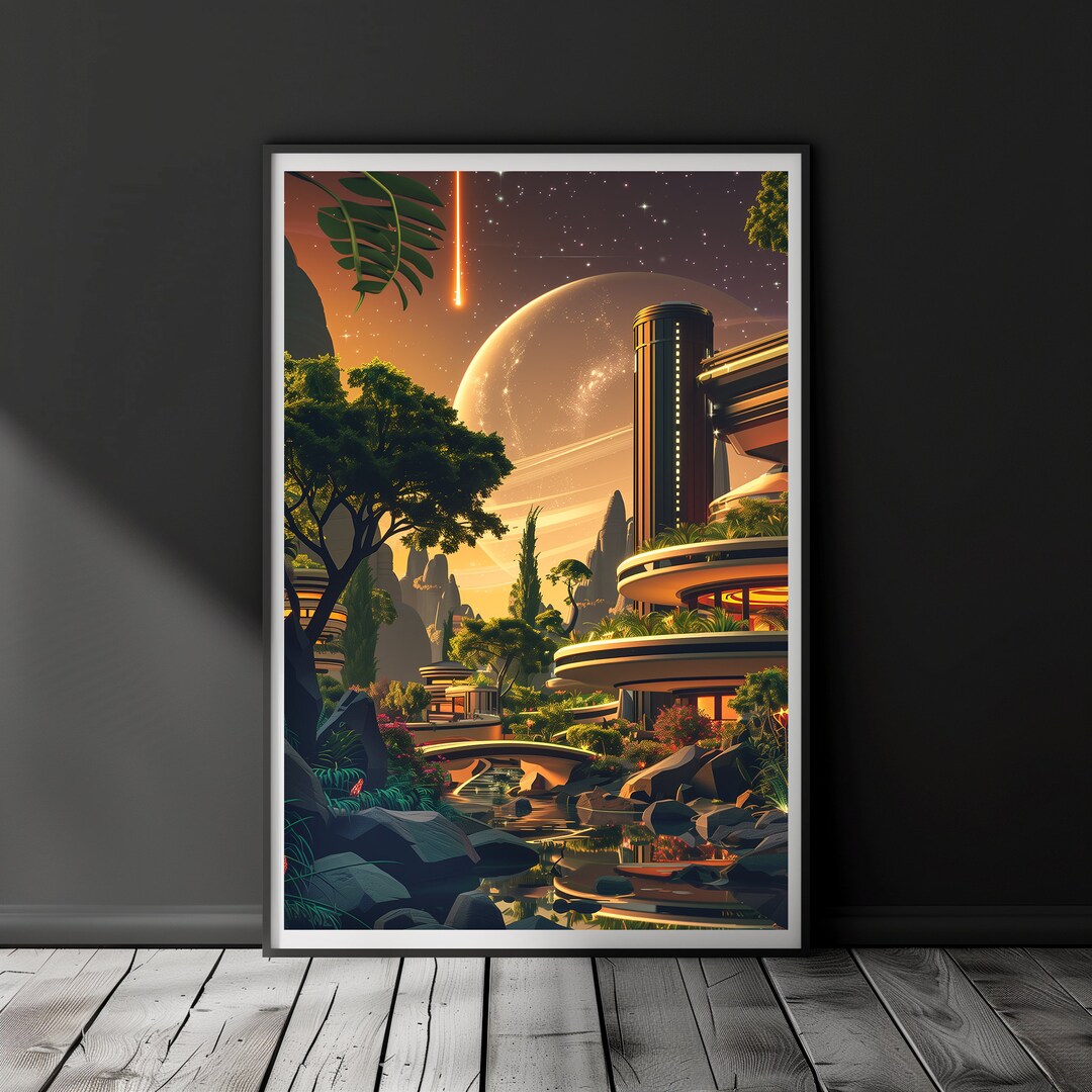 Mid Century Space Age Retro Futuristic Outposts #2, Instant Download ...