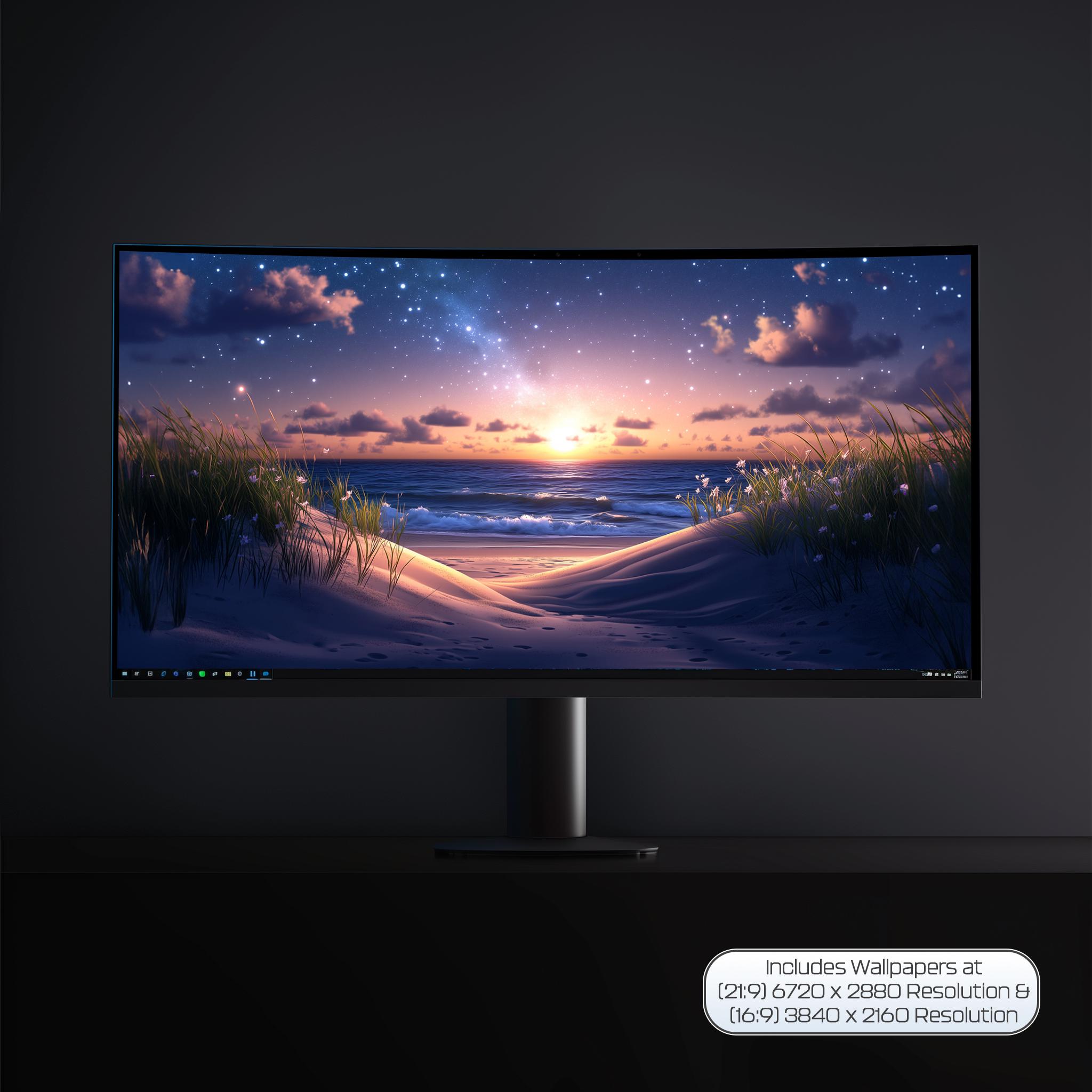 Minimalist Costal Wide & Ultrawide Wallpapers, Seascape Vector ...