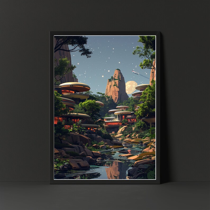 Mid Century Space Age Retro Futuristic Suburbs 7, Instant Download ...