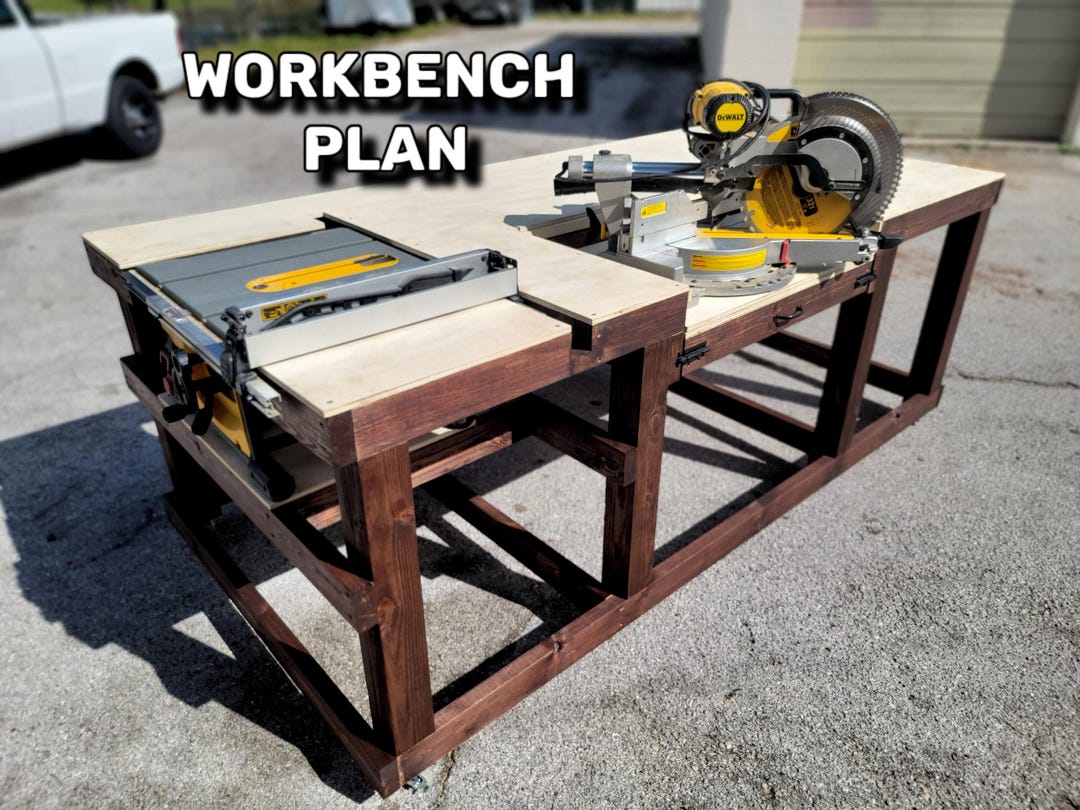 Flip Down Miter Saw and Table Saw Workbench Build Plan - Etsy