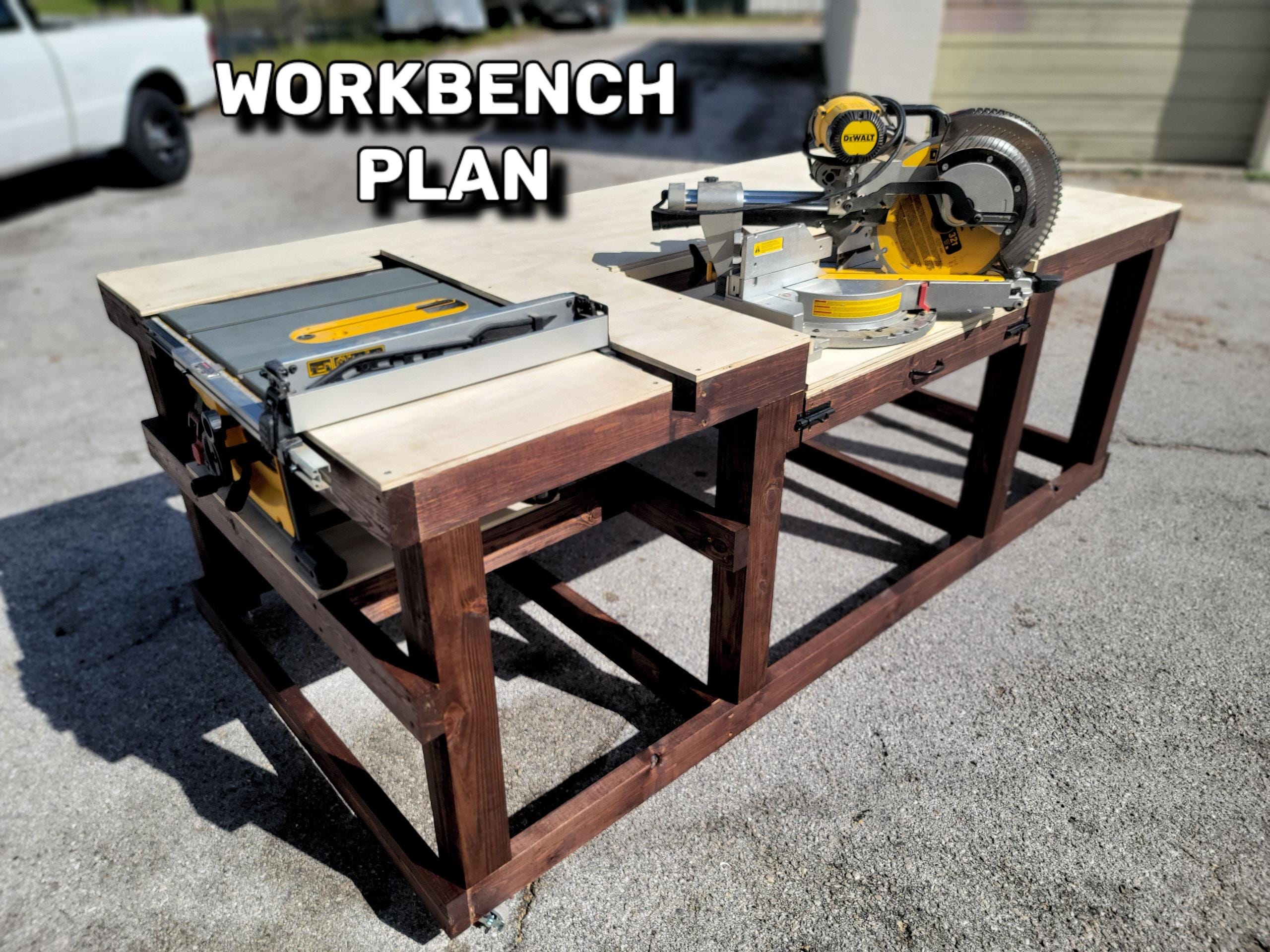 Flip Down Miter Saw and Table Saw Workbench Build Plan - Etsy