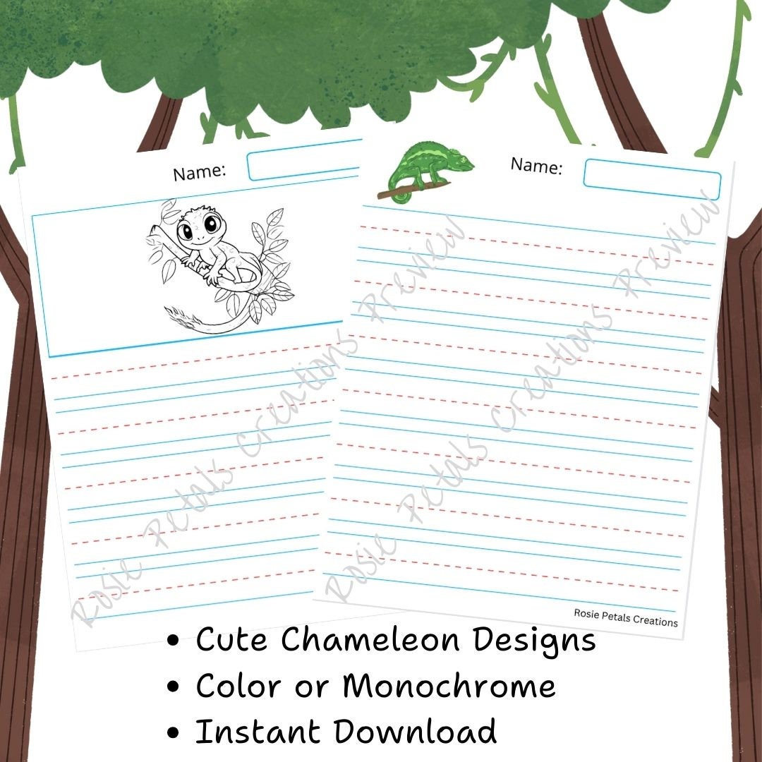 Chameleon Themed Primary Handwriting Paper - Etsy