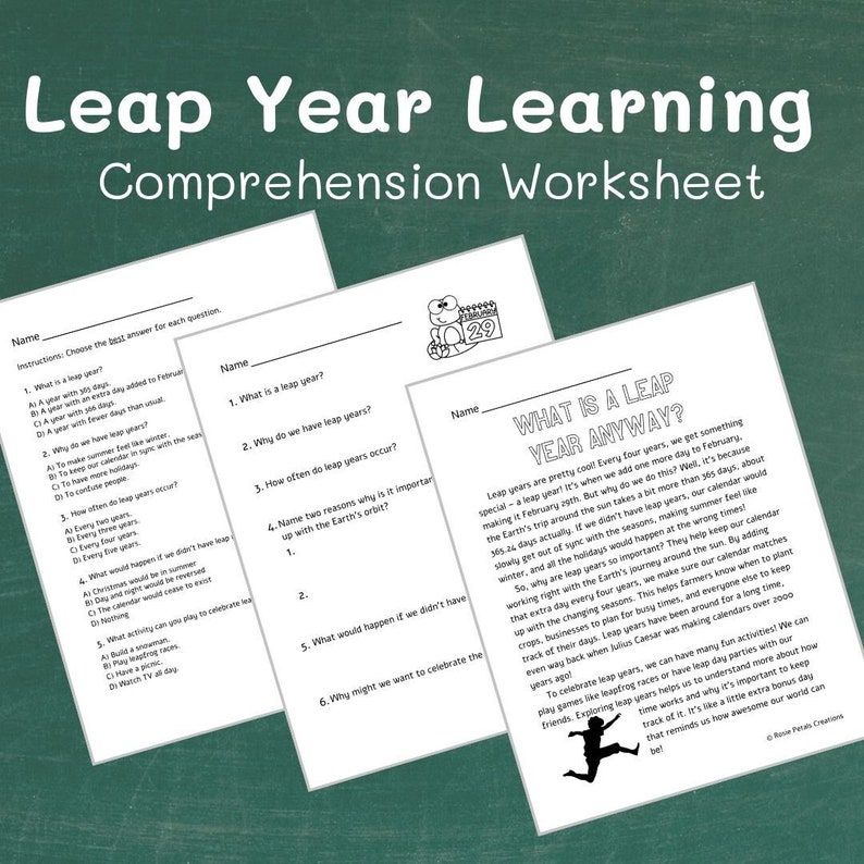 Leap Year Learning: Comprehension Worksheet - Etsy
