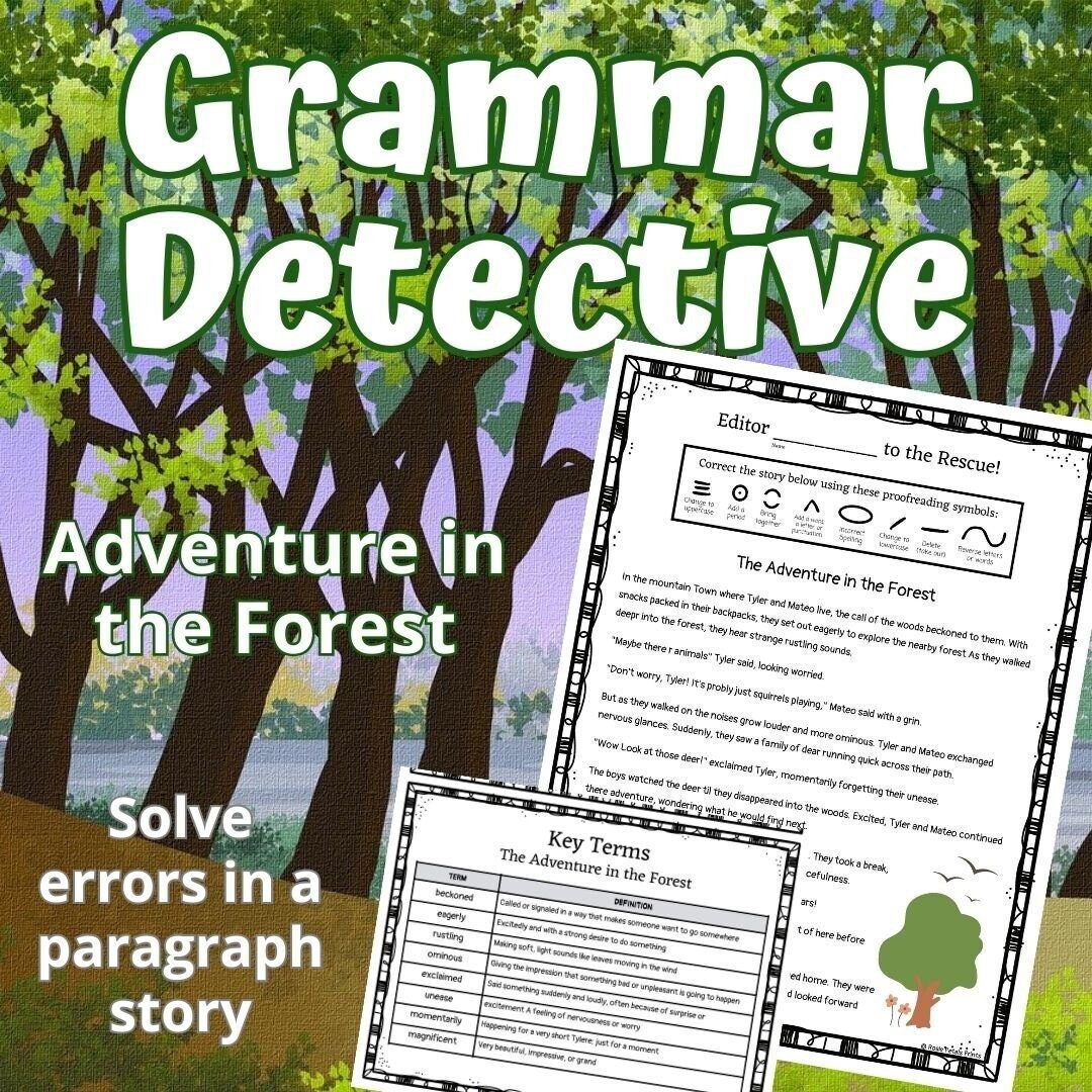 Grammar Detective: Proofread & Edit a Story Paragraph Worksheet Instant ...