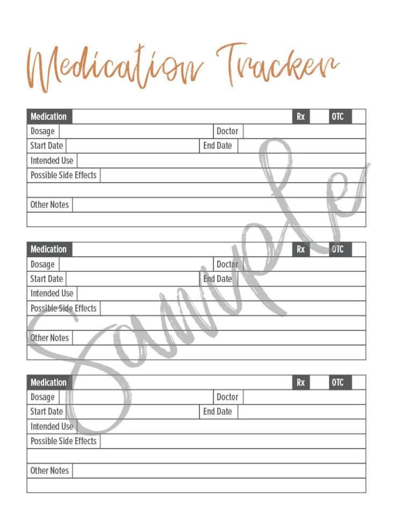 Medication Tracker - PDF From the Cancer Treatment Journal - Etsy