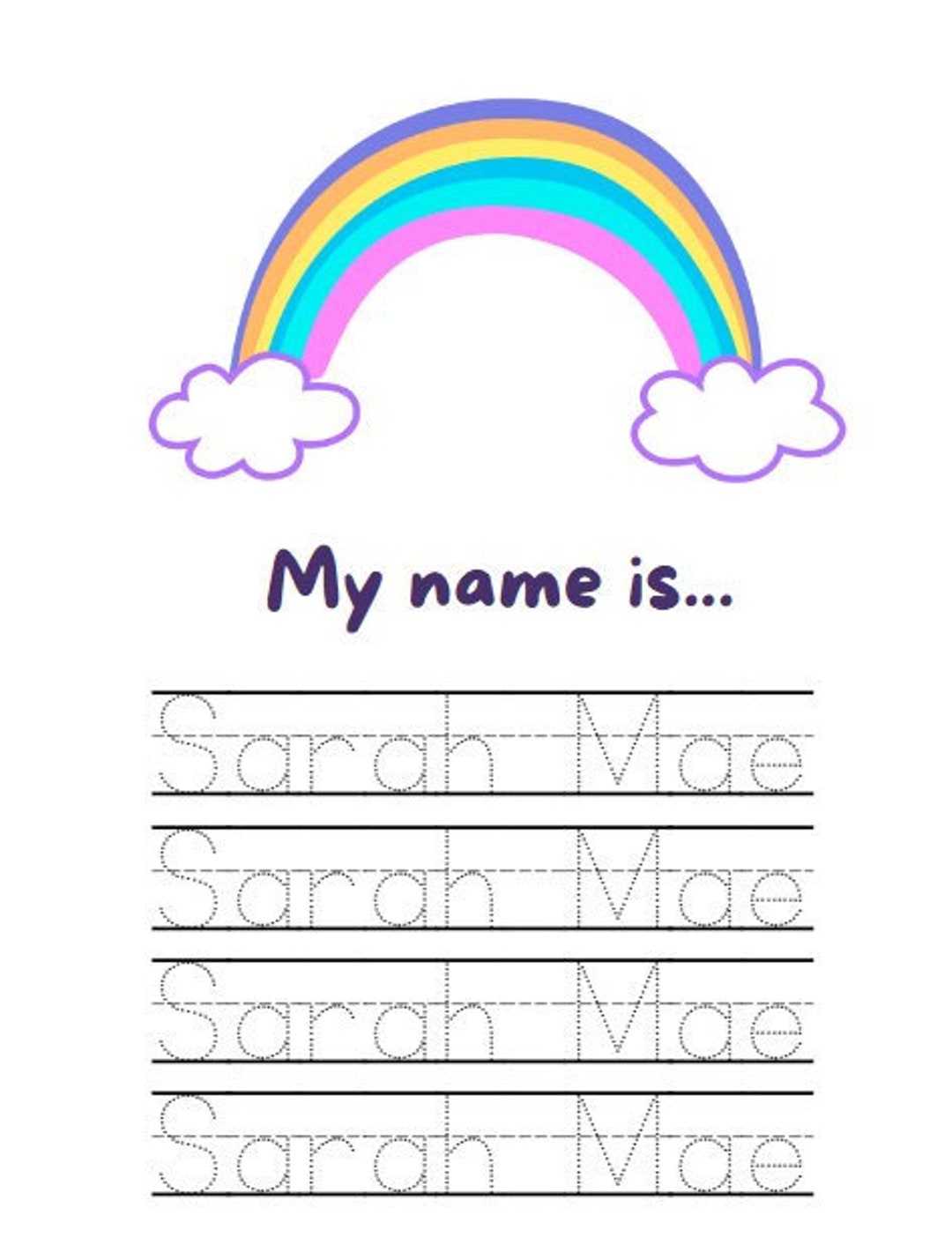 Custom Name Tracing Printable - Etsy