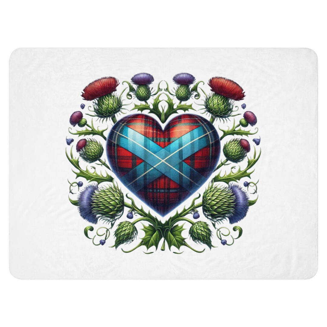 SCOTTISH HEART Sherpa Throw BLANKET, Beautiful Soft Polyester Blanket ...