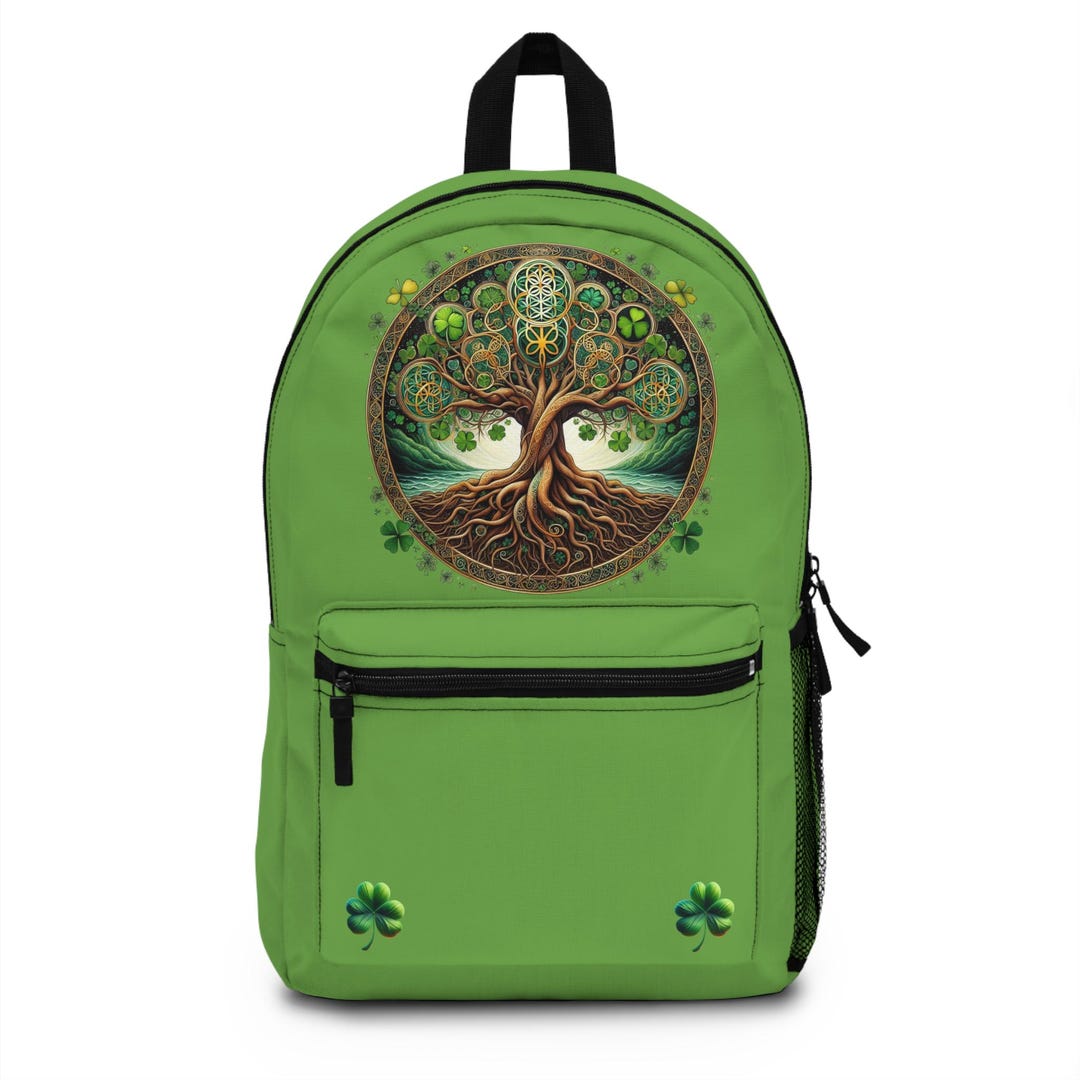 Irish Shamrock Tree of Life Backpack (personalization Available!) - Etsy