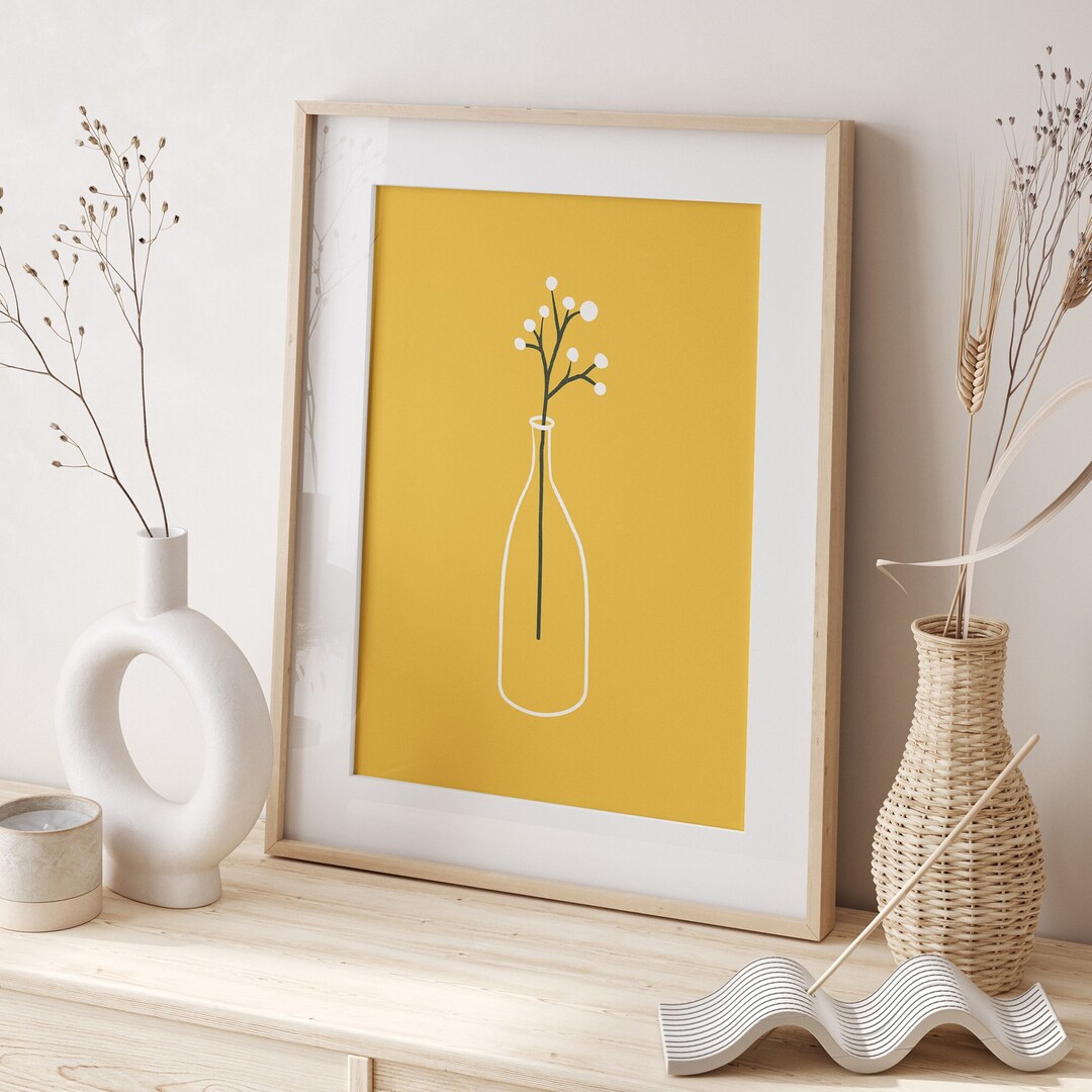 Flower Line Wall Art, Minimalist Flower Print, Digital Print, Floral ...