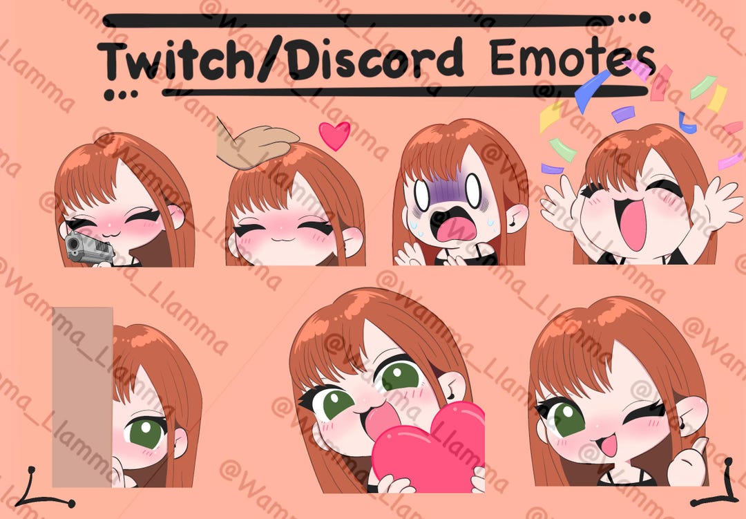Twitch/discord Cute Emotes • Ginger Hair and Green Eyes Girl Emotes ...