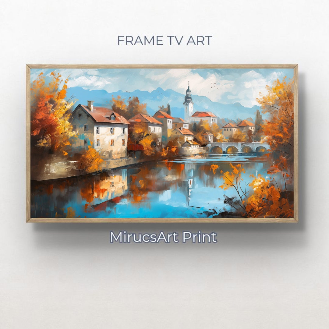 Riverside Rush: Traditional Village Portrait in Speed Painting Style ...