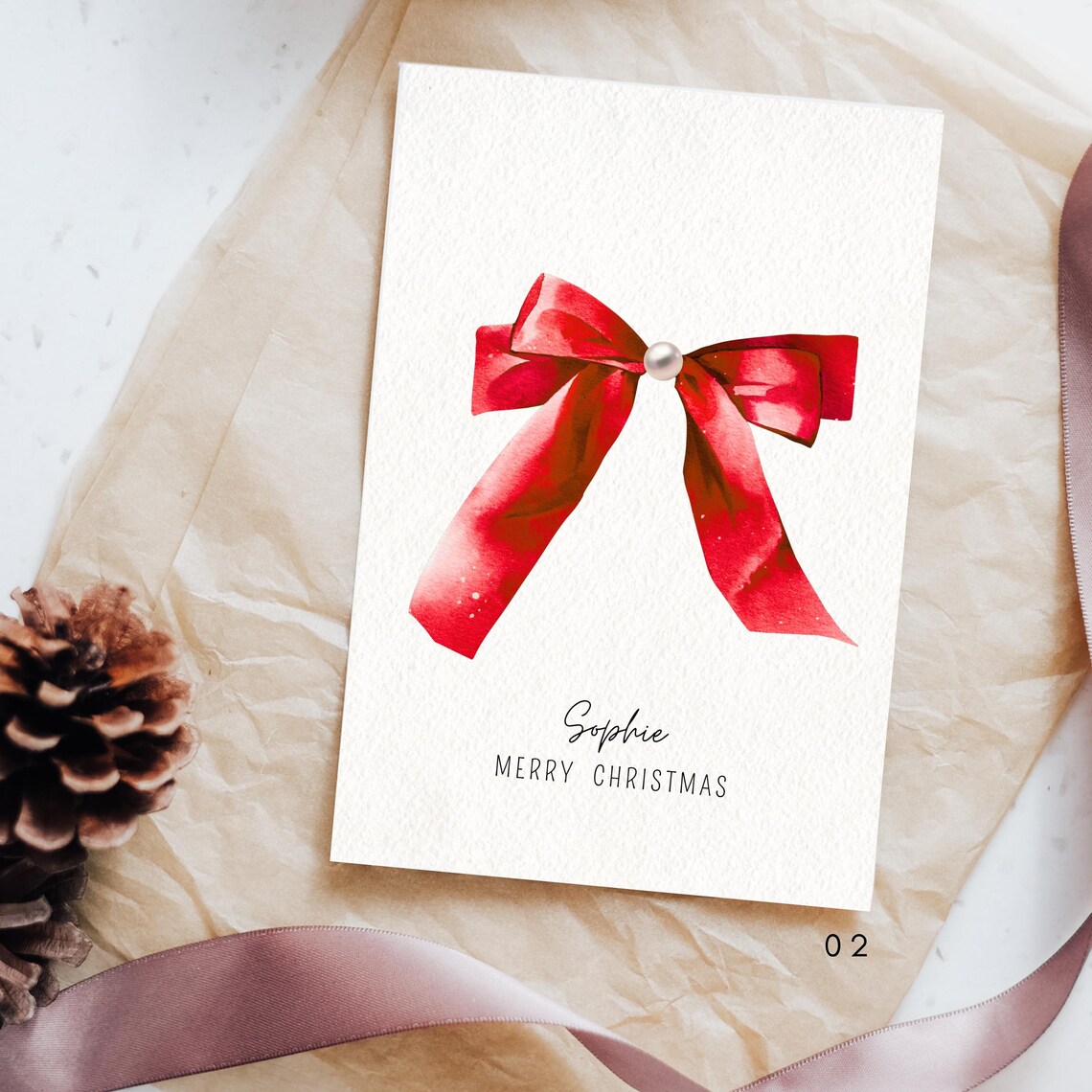 Christmas Custom Name Watercolour Cards Set of 4 or Buy Single, Winter ...