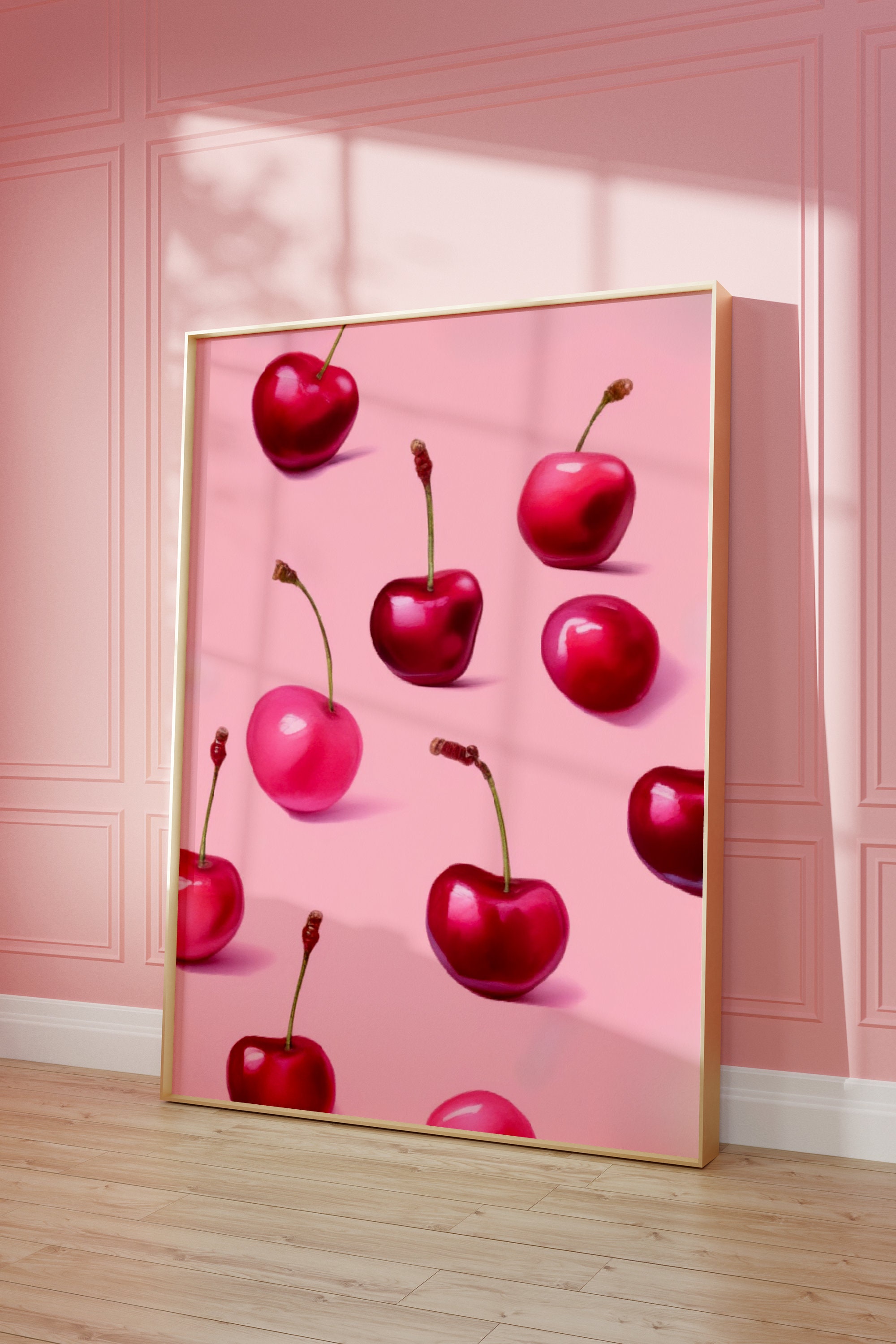 Cherry Wall Art Print, Printable Feminine Poster, Cherries Poster Soft ...