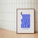 Linear Wavy Yves Klein Poster, Electric Blue Klif Minimal Print, Mid ...