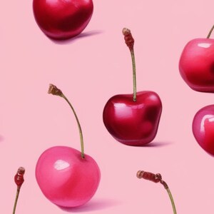Cherry Wall Art Print, Printable Feminine Poster, Cherries Poster Soft ...