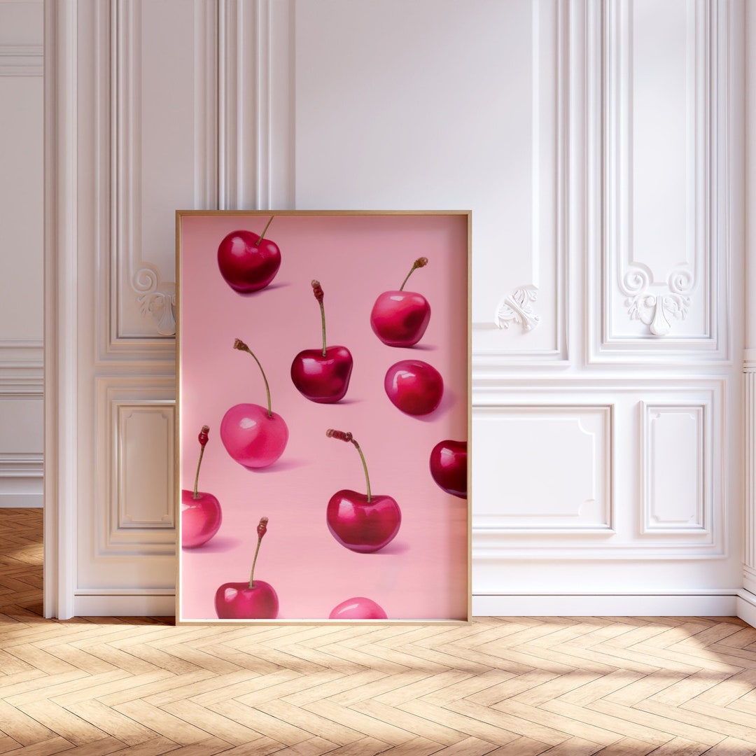 Cherry Wall Art Print, Printable Feminine Poster, Cherries Poster Soft ...