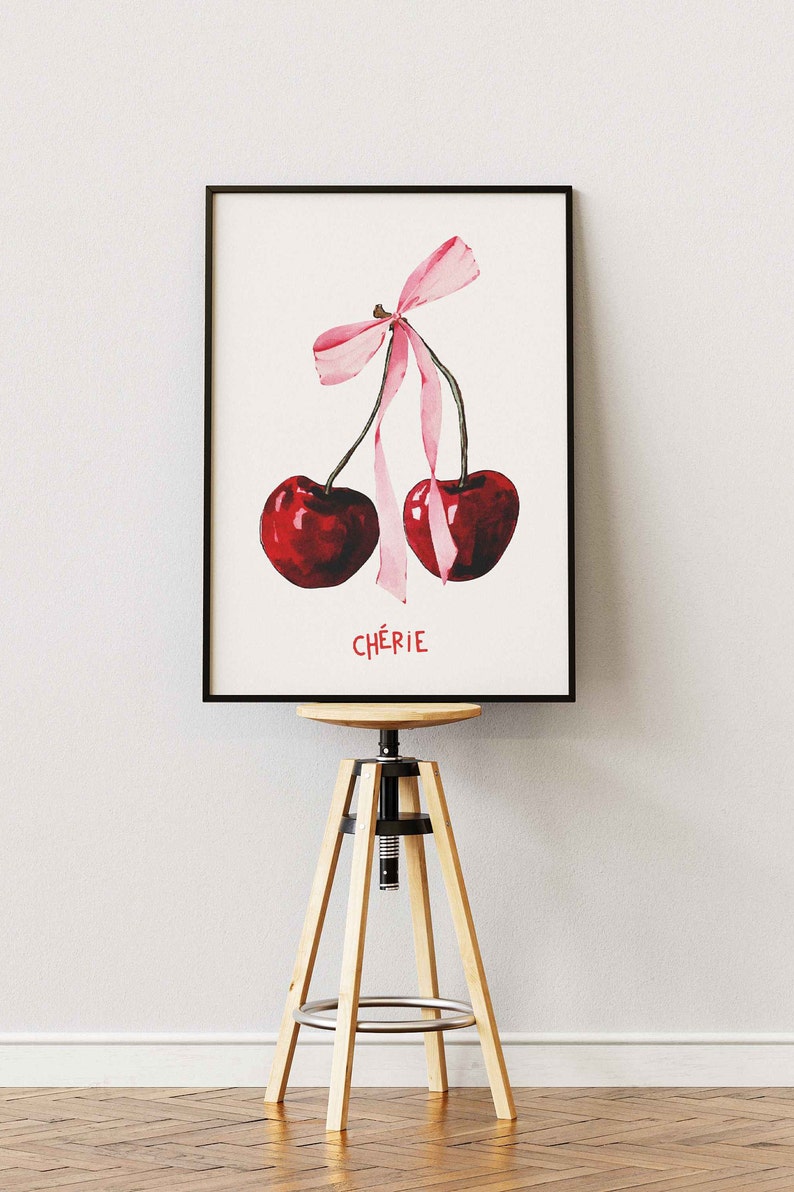Cherry Wall Art Print Elegant Digital Poster With French Flair, Perfect ...