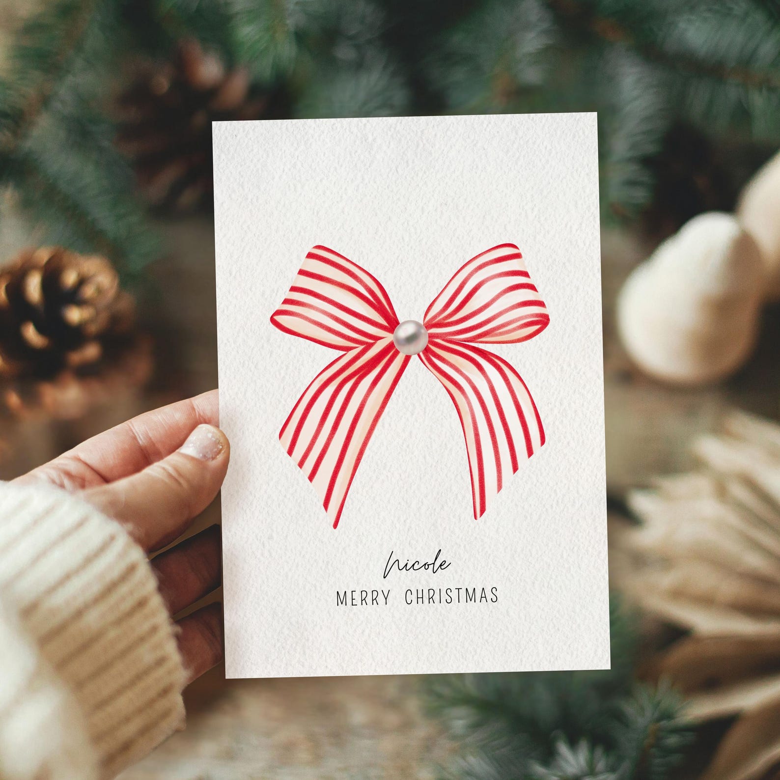 Christmas Custom Name Watercolour Cards Set of 4 or Buy Single, Winter ...