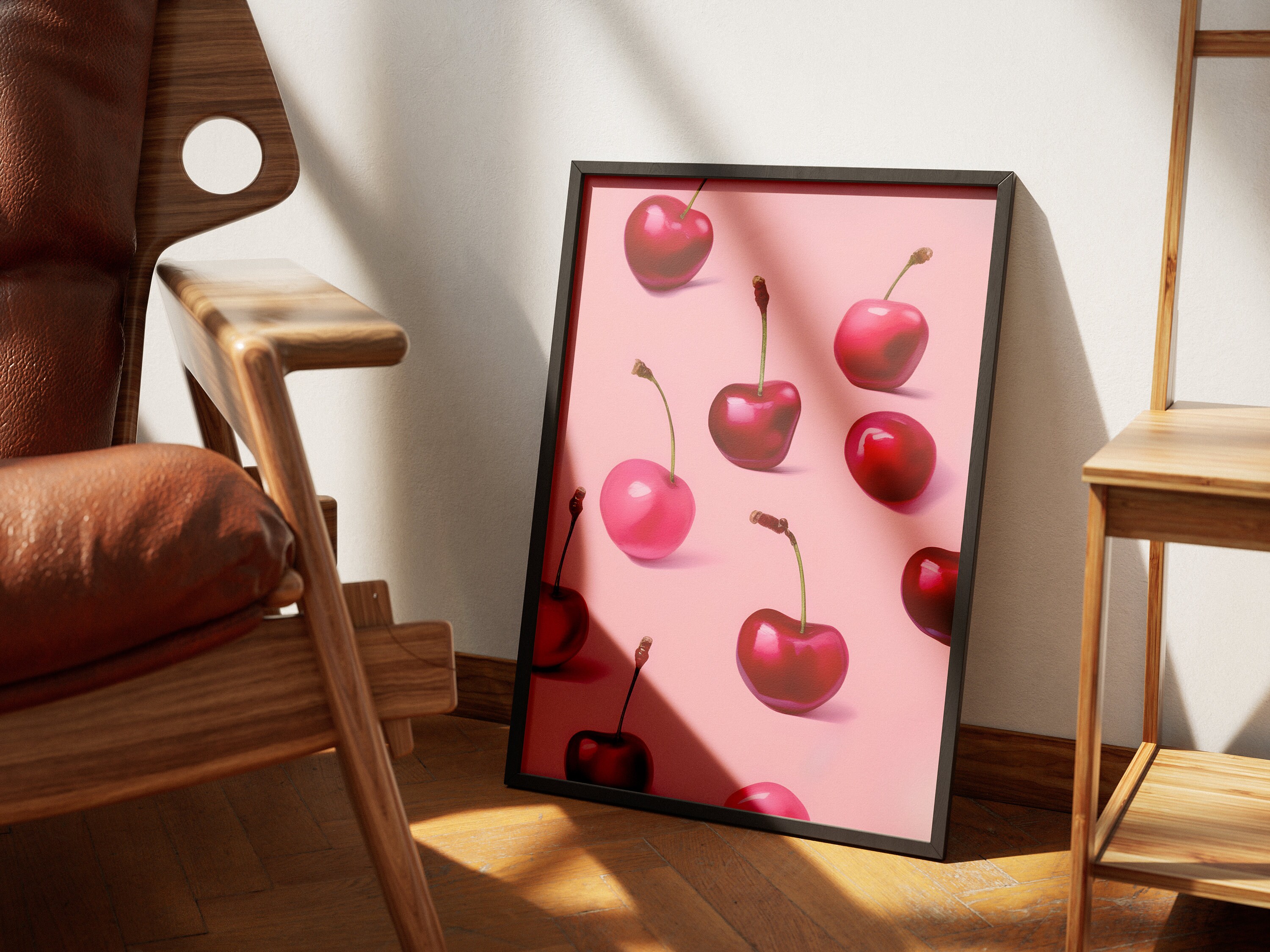 Cherry Wall Art Print, Printable Feminine Poster, Cherries Poster Soft ...
