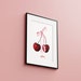 Cherry With Bow Wall Art Feminine Poster Cherries Soft Girl Bedroom ...