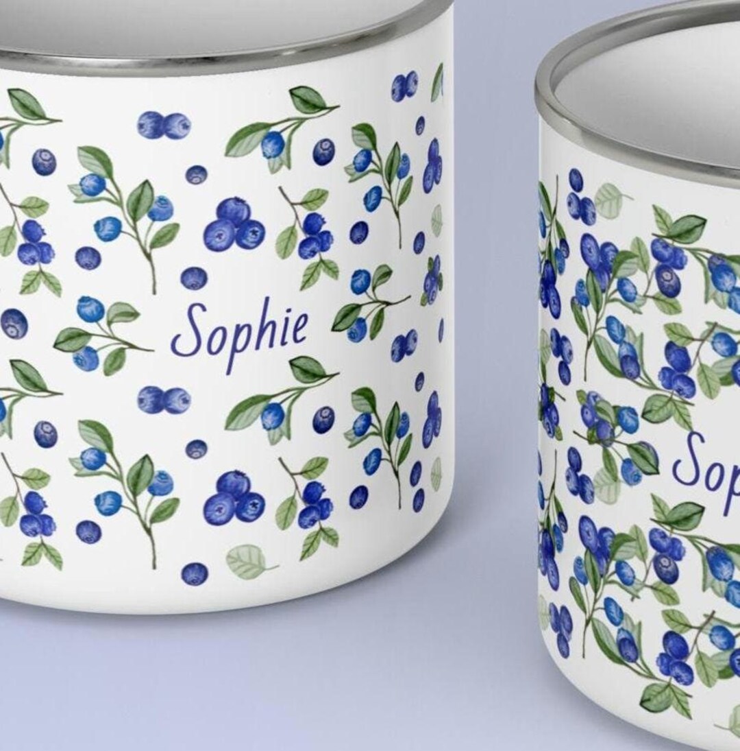 Camping Coffee Mug Blueberry Custom Enamel Mug Camping Enamel Mug ...