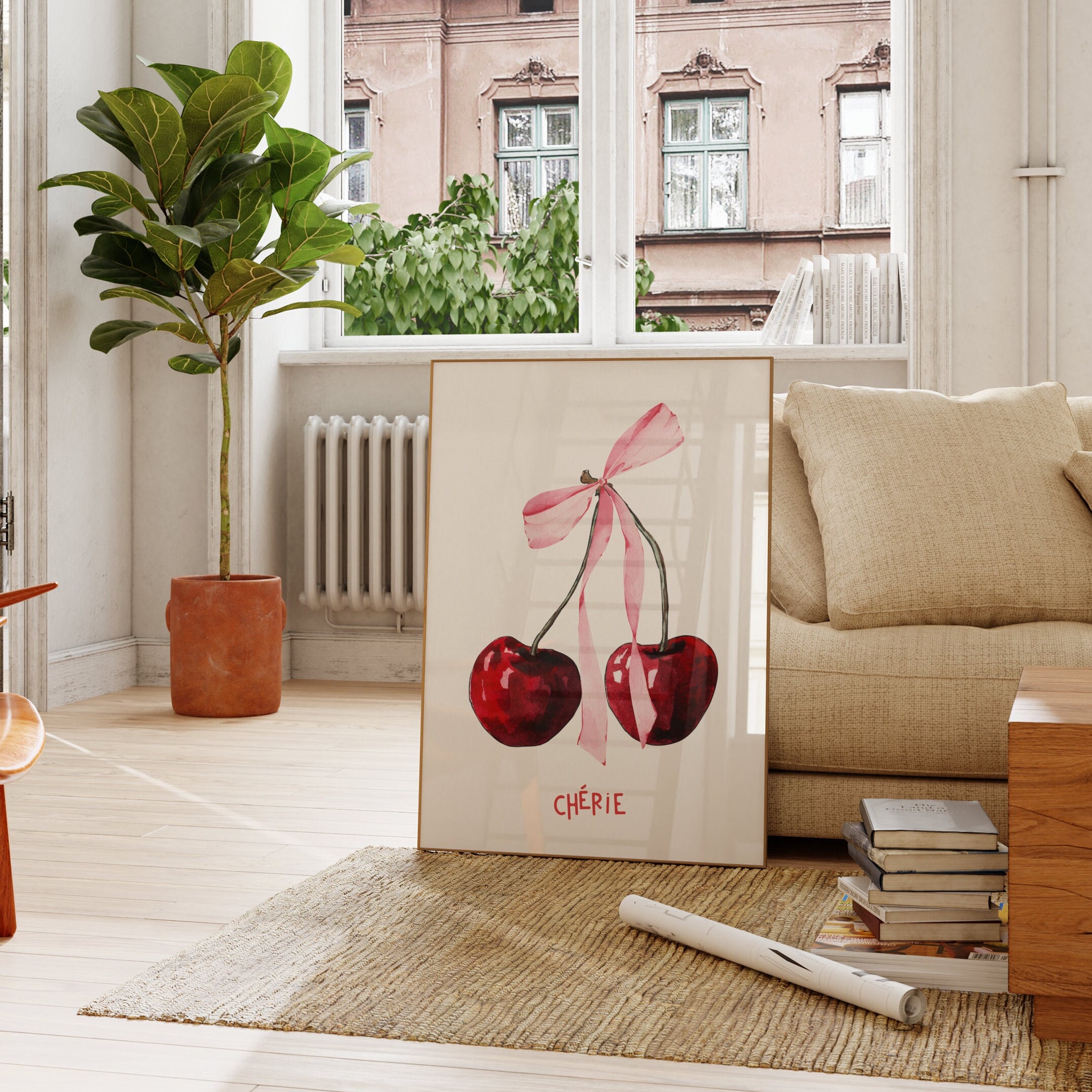 Cherry Wall Art Print Elegant Digital Poster With French Flair, Perfect ...