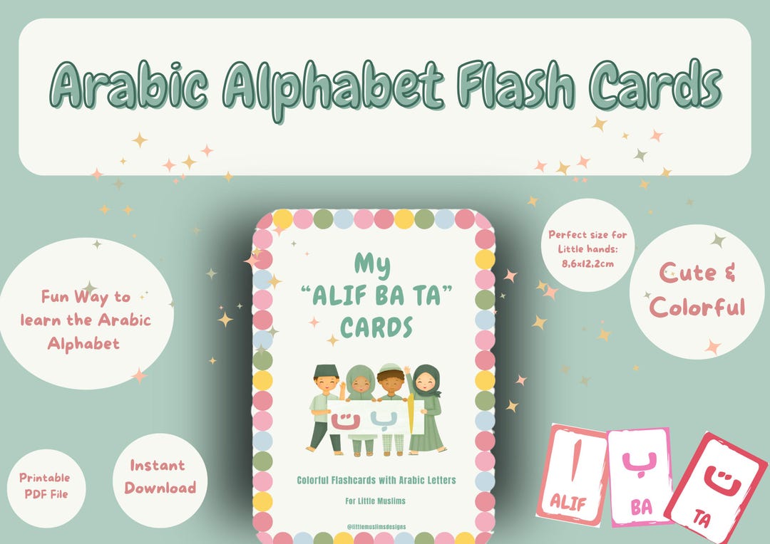 Arabic Alphabet Flashcards for Kids |PDF File| Educational & Fun ...