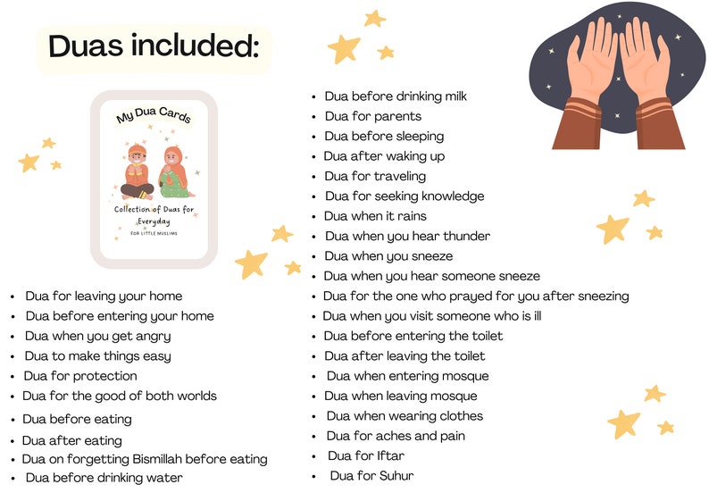 Islamic Dua Cards for Children | Printable Supplications (PDF) - Etsy